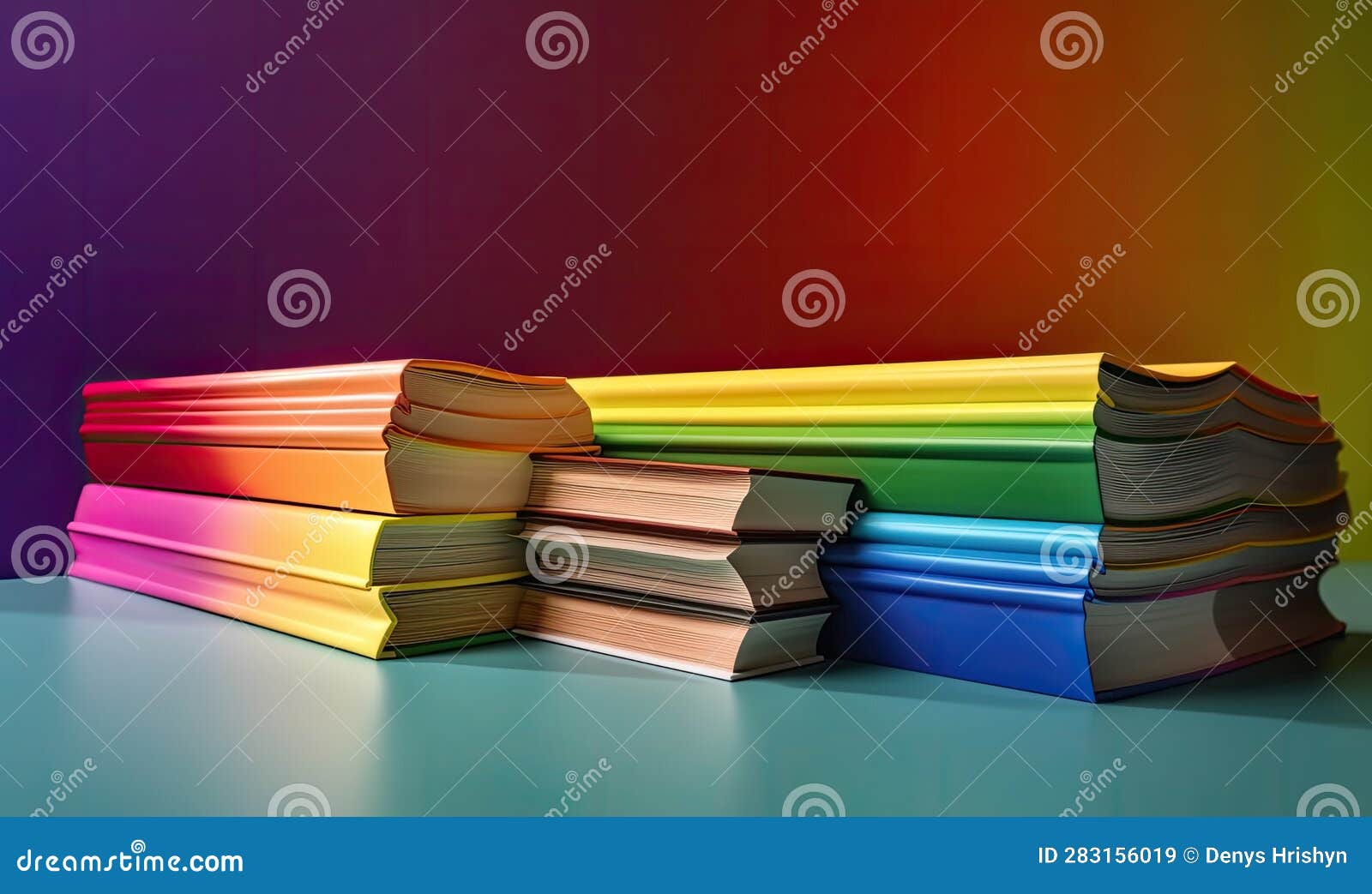 Colorful Book Spines Create a Striking Backdrop for the Room Creating ...