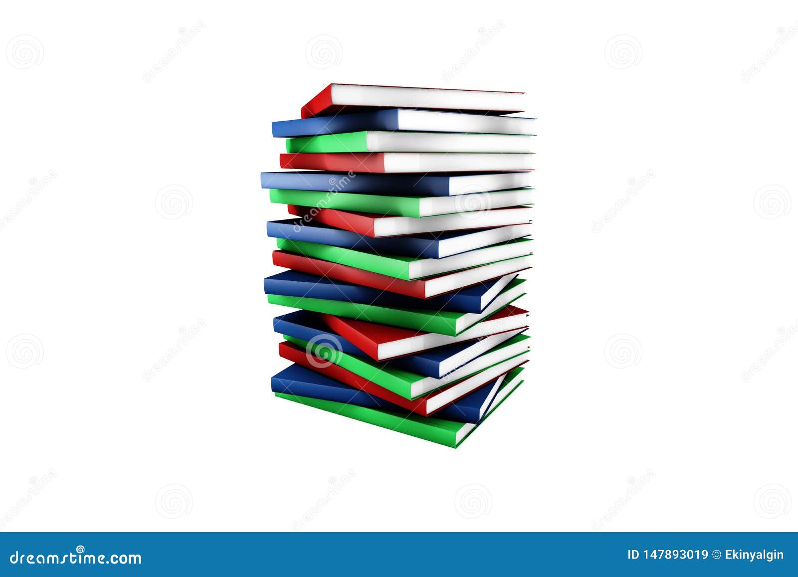 Colorful Book Stack on White with Blank Cover Stock Image - Image of ...