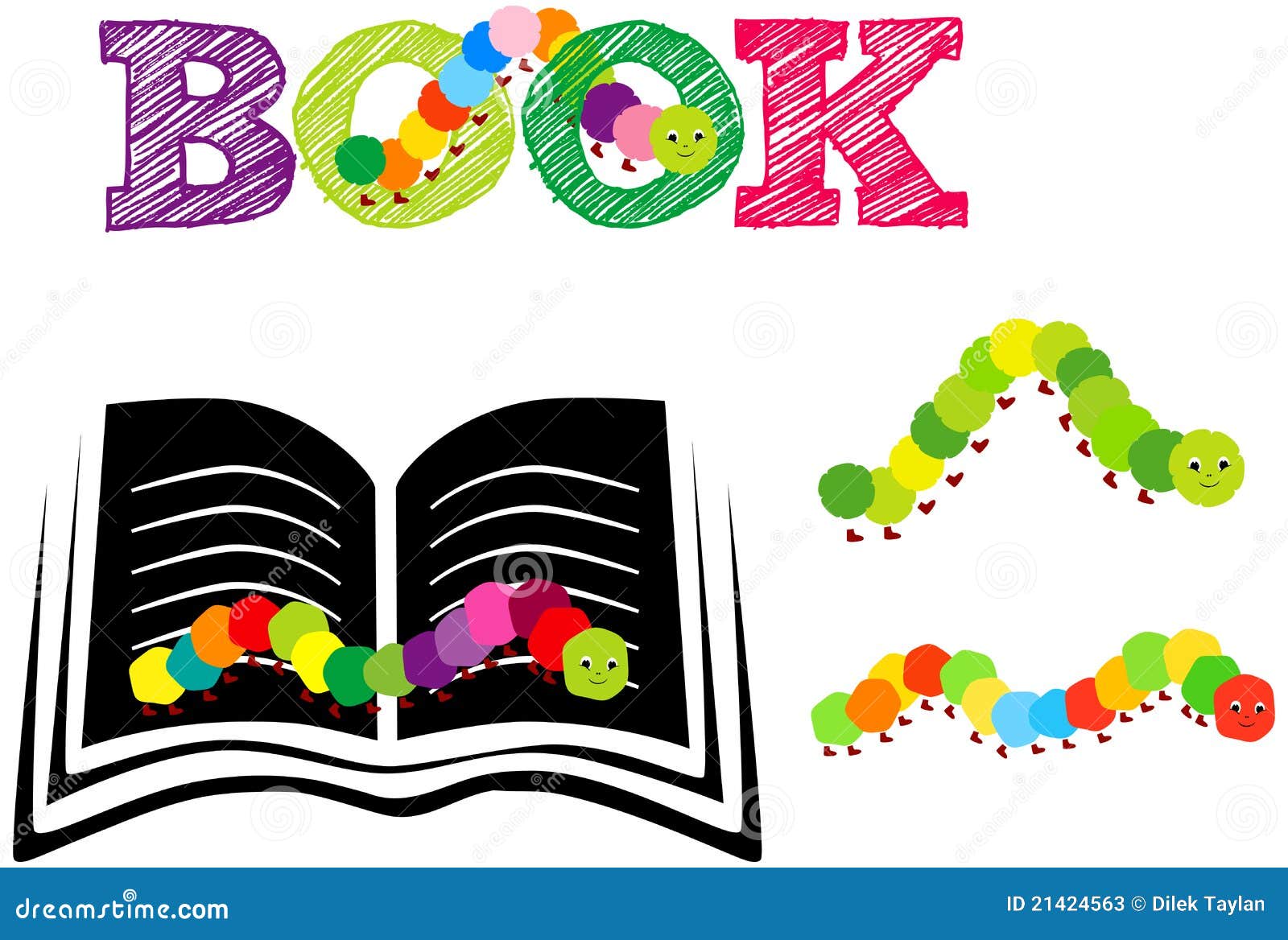 Colorful book worm stock vector. Illustration of study - 21424563
