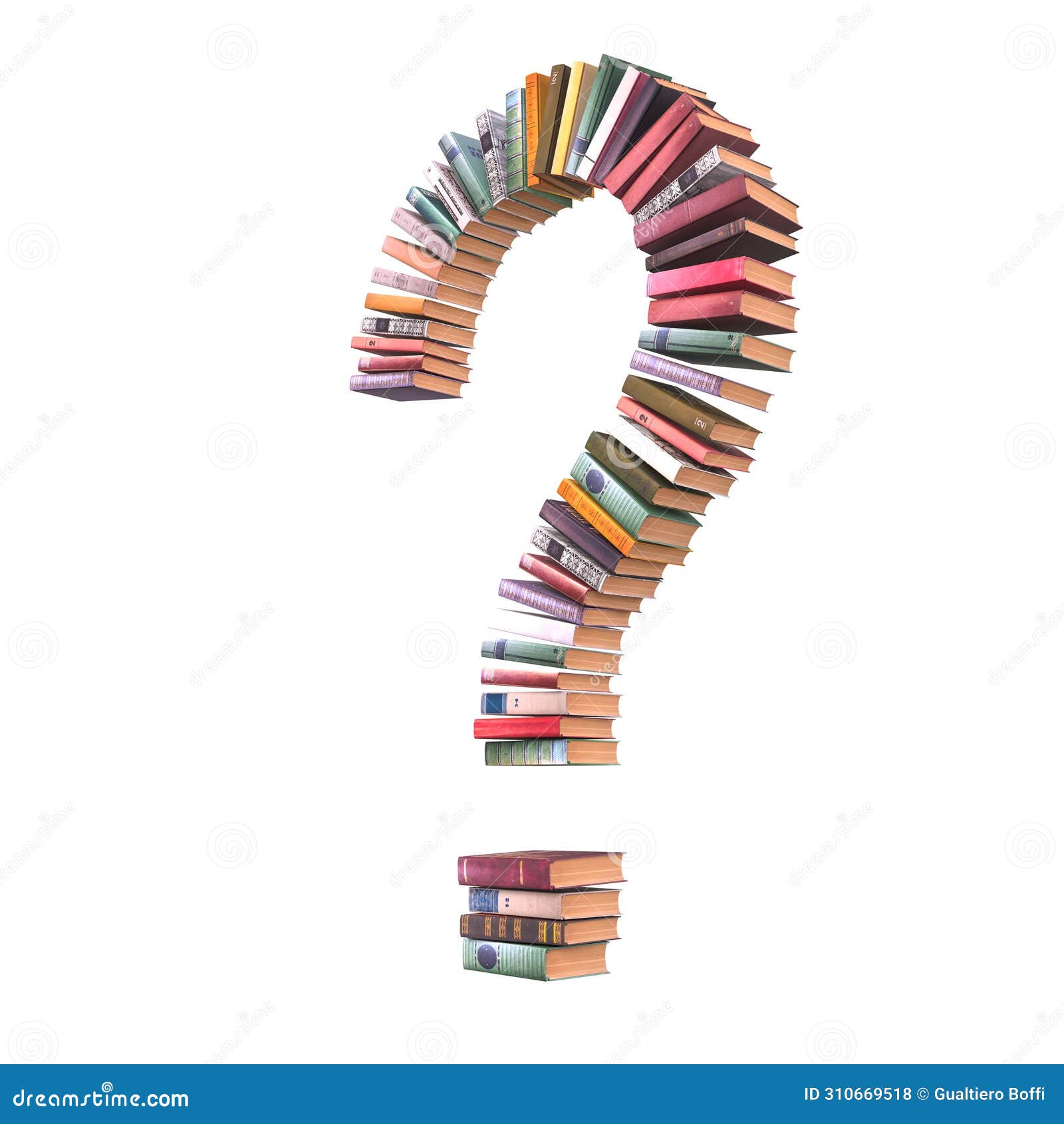 Colorful Books Arranged in Question Mark Shape Stock Illustration ...
