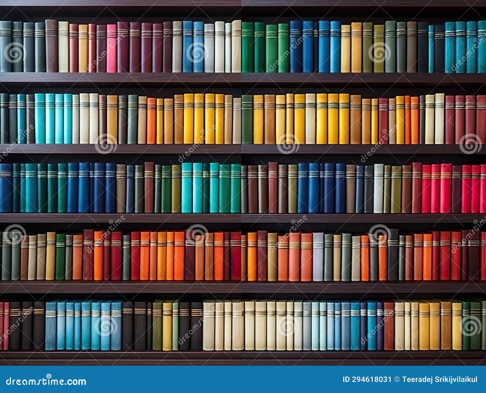 Colorful Books on Bookshelf in Library. Generative AI. Stock ...