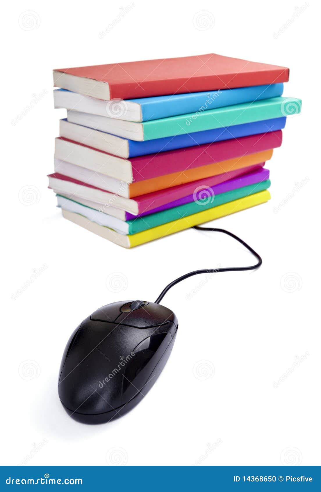 Colorful Books Computer Mouse Stock Photo - Image of bookshelf, click ...