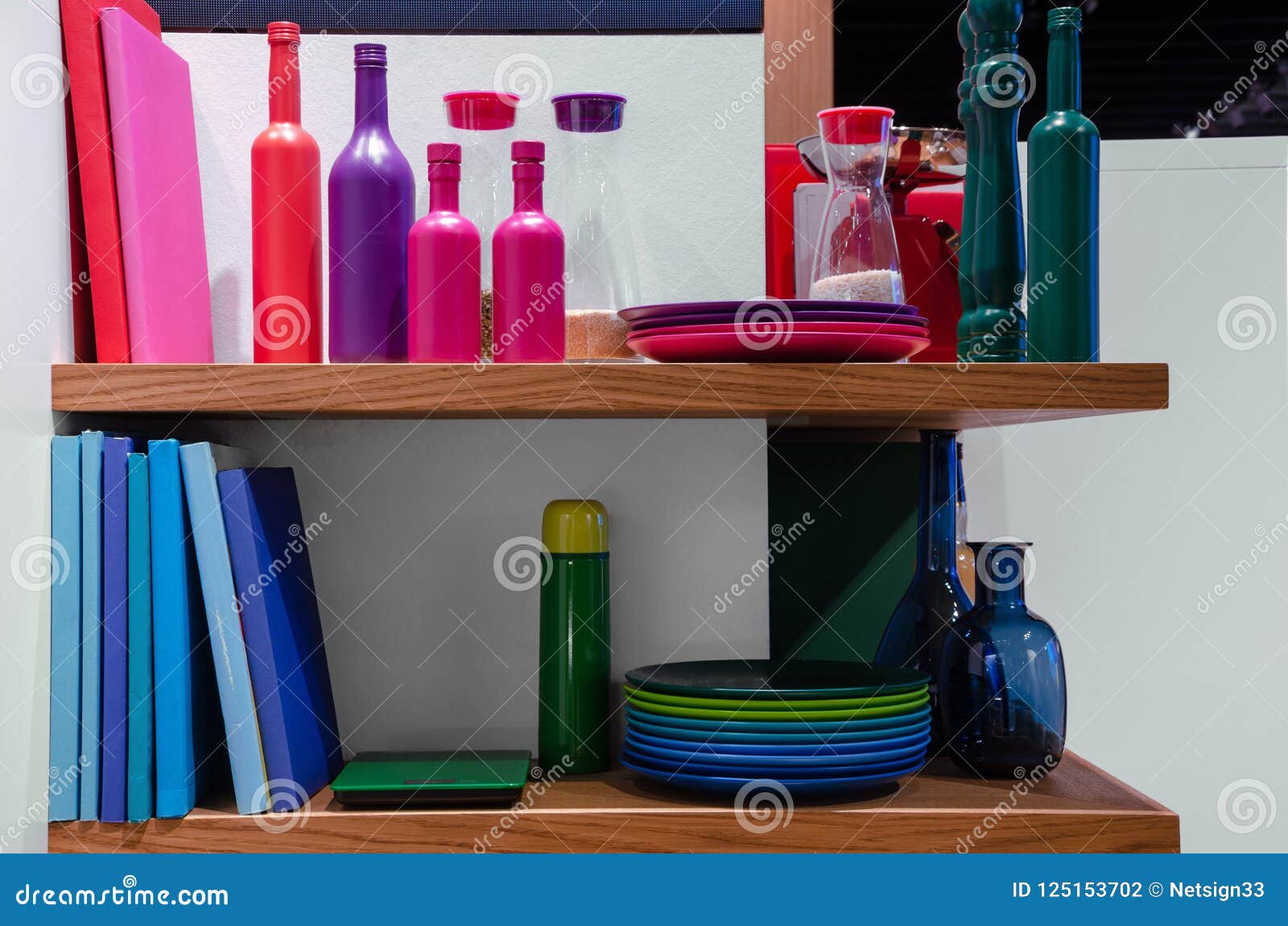 Colorful books in shelf stock photo. Image of colorful - 125153702