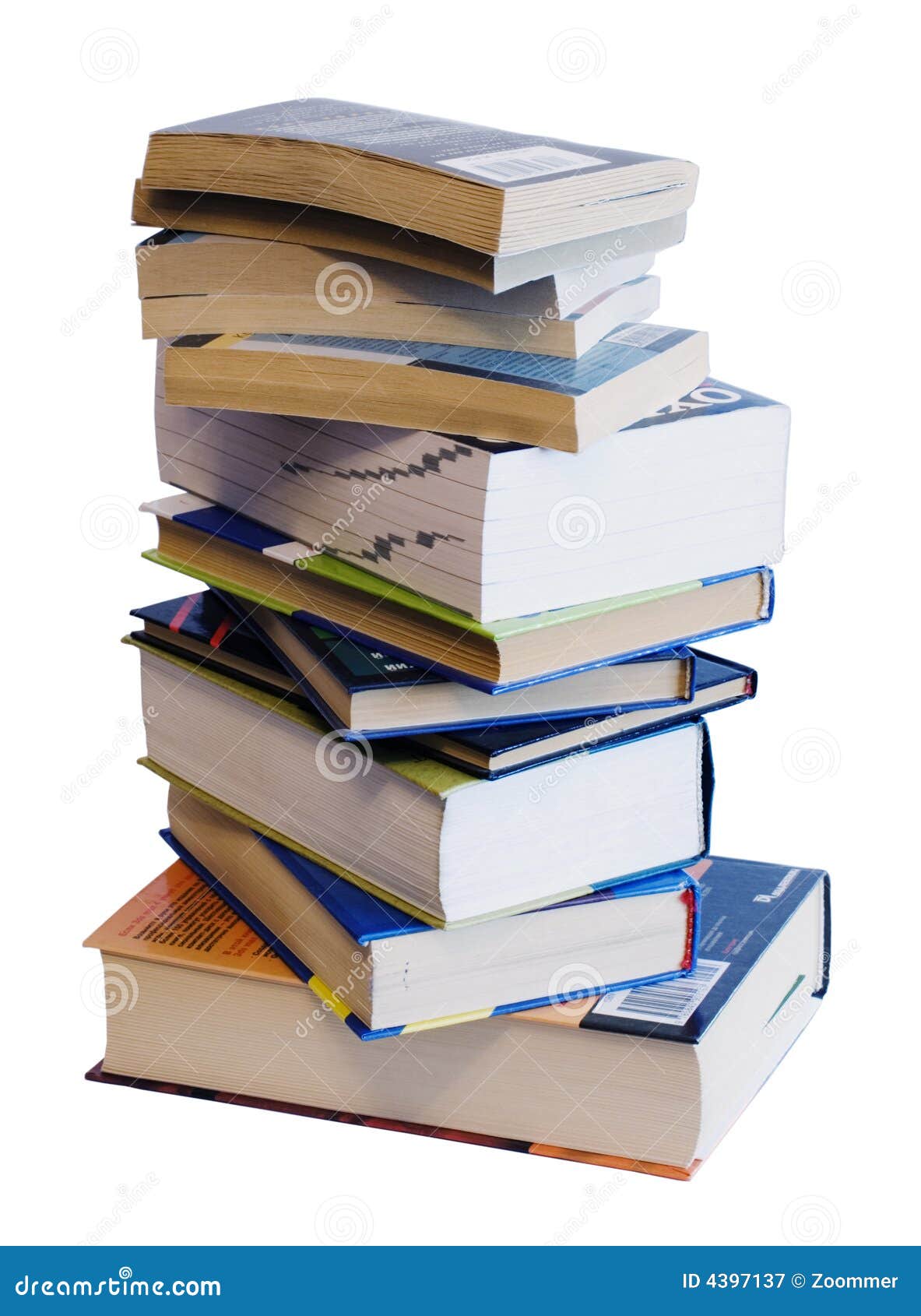 Colorful Books Stack Isolated on White Stock Image - Image of learn ...