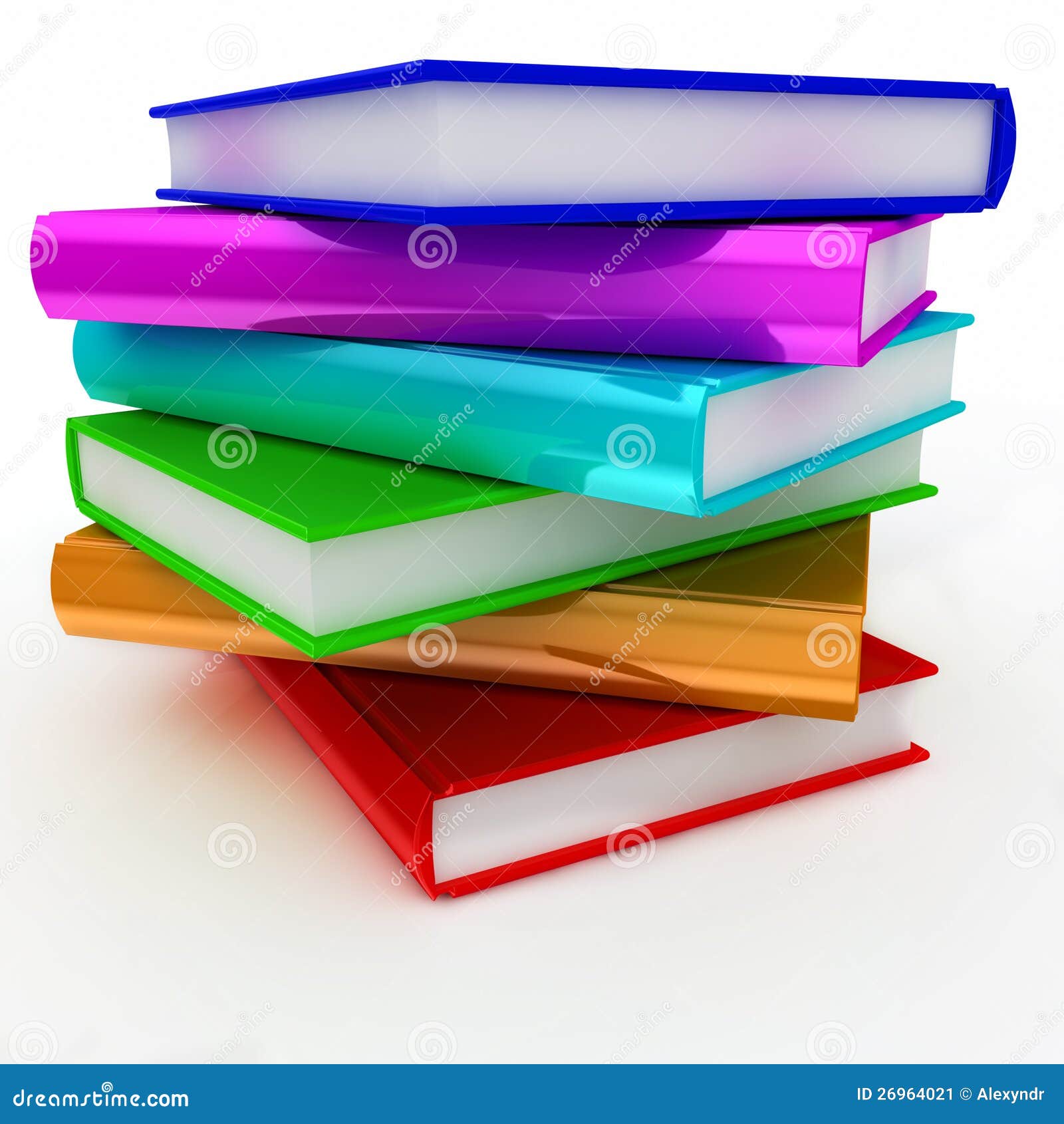 Colorful Books Stack Over White Background Stock Illustration ...