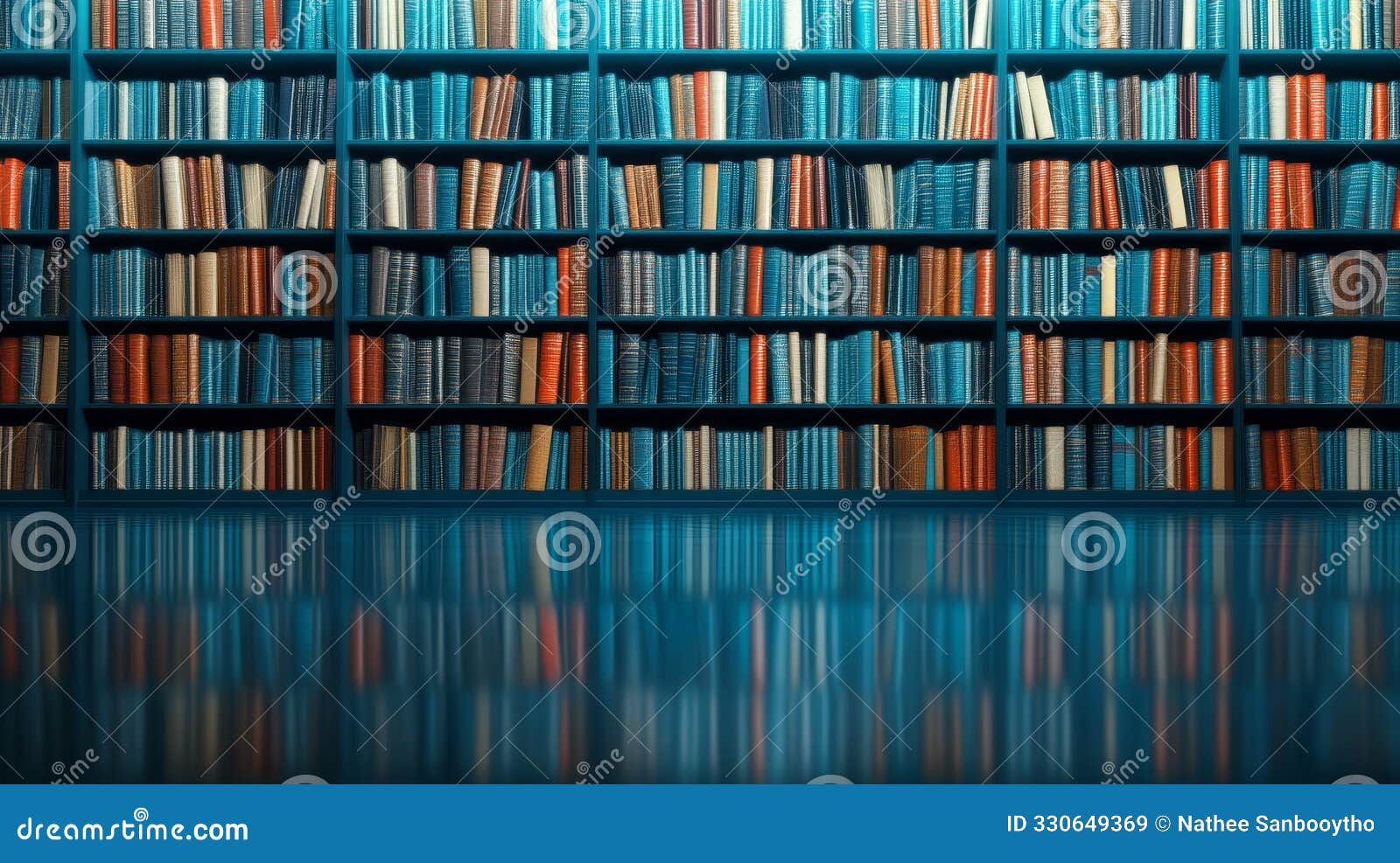 Cozy Library With Shelves Of Colorful Books, Natural Light, And ...