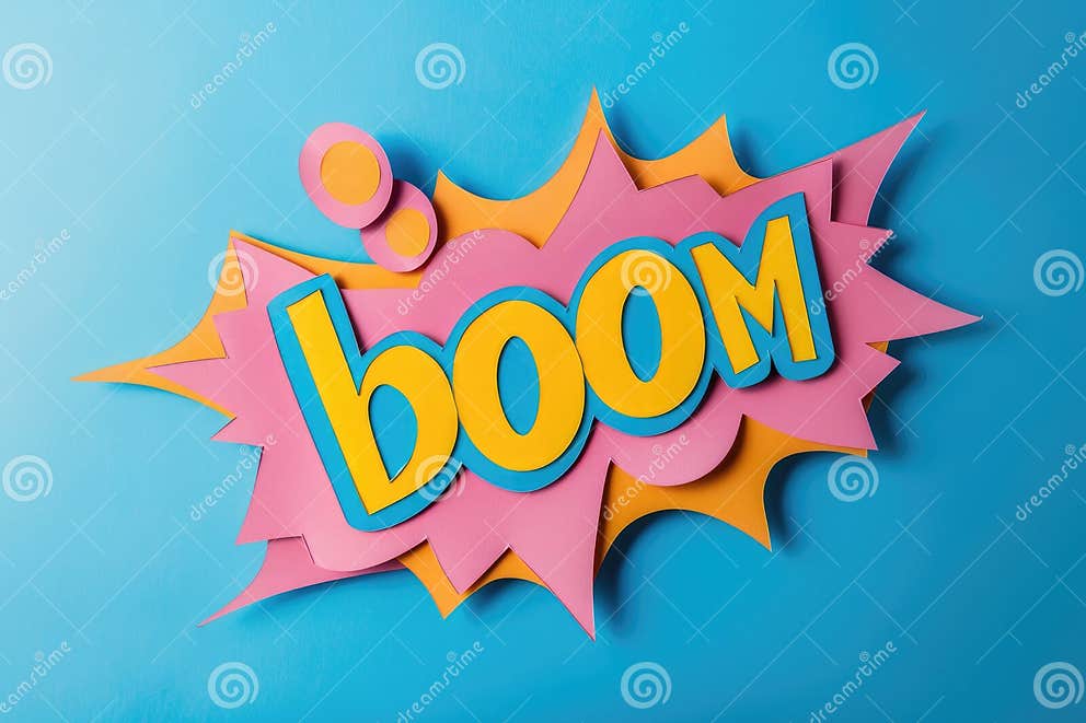 Colorful Boom Text in 3d Comic Style Stock Illustration - Illustration ...
