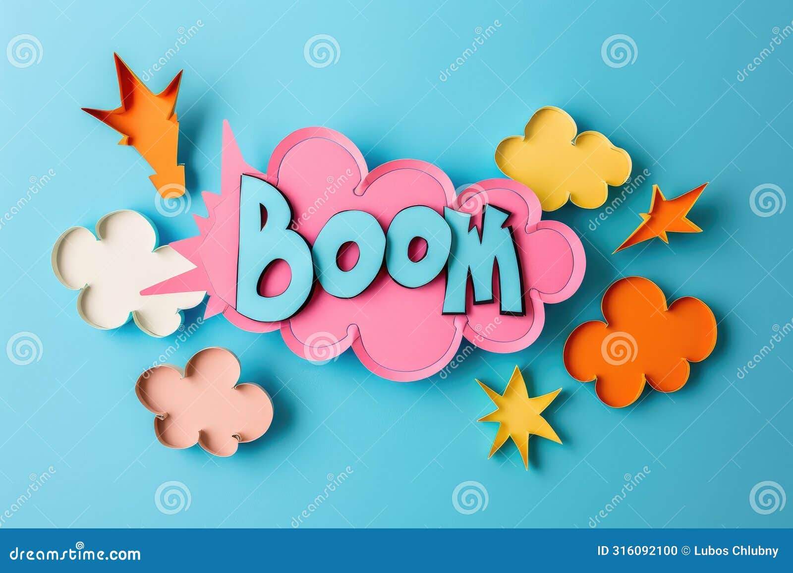 Colorful Boom Text in 3d Comic Style Stock Illustration - Illustration ...