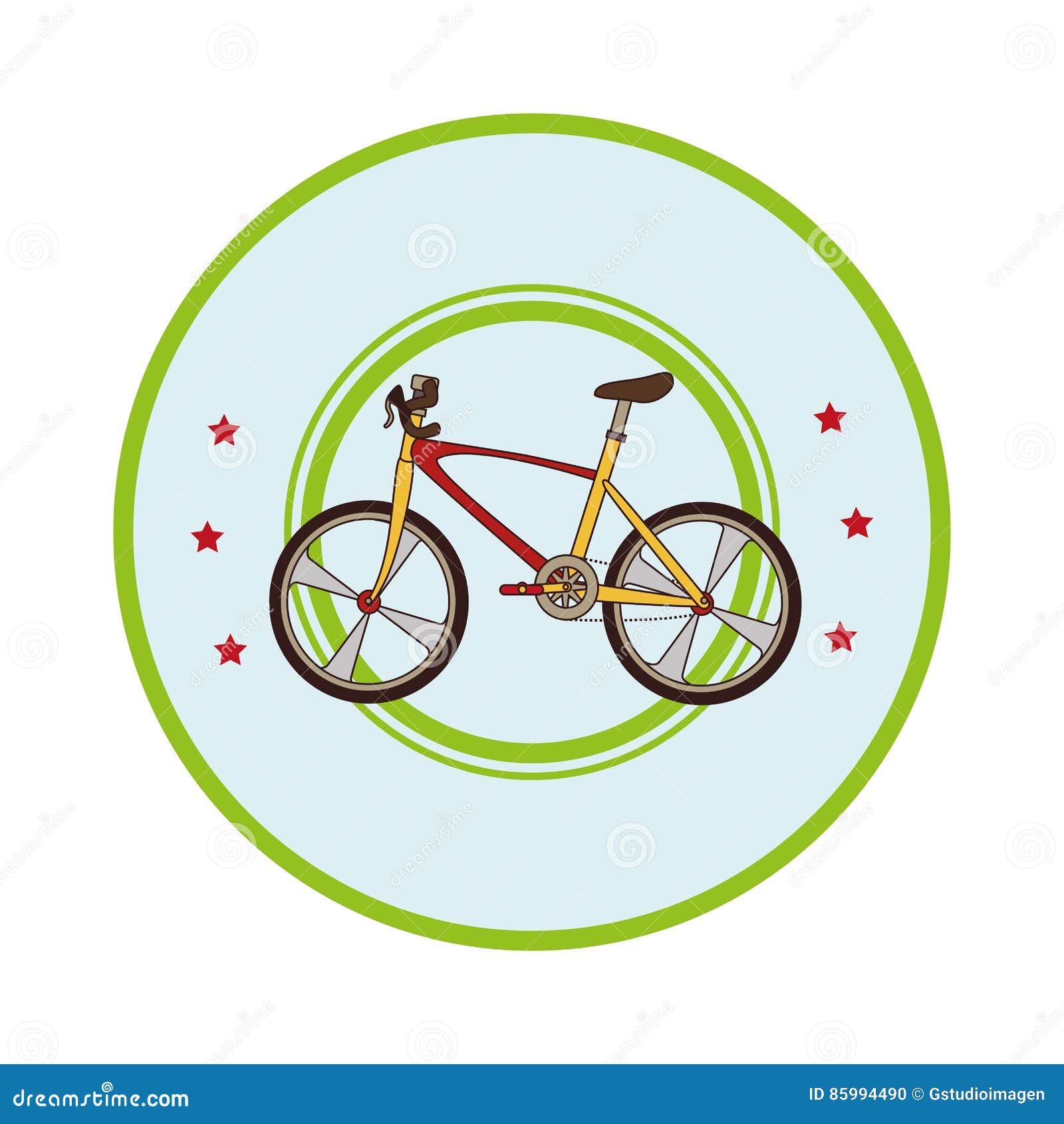 Colorful Border with Bicycle and Stars Stock Vector - Illustration of ...