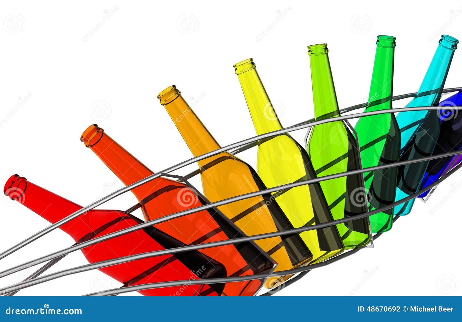 Colorful Bottles With Water Splash Isolated On White Background Royalty ...