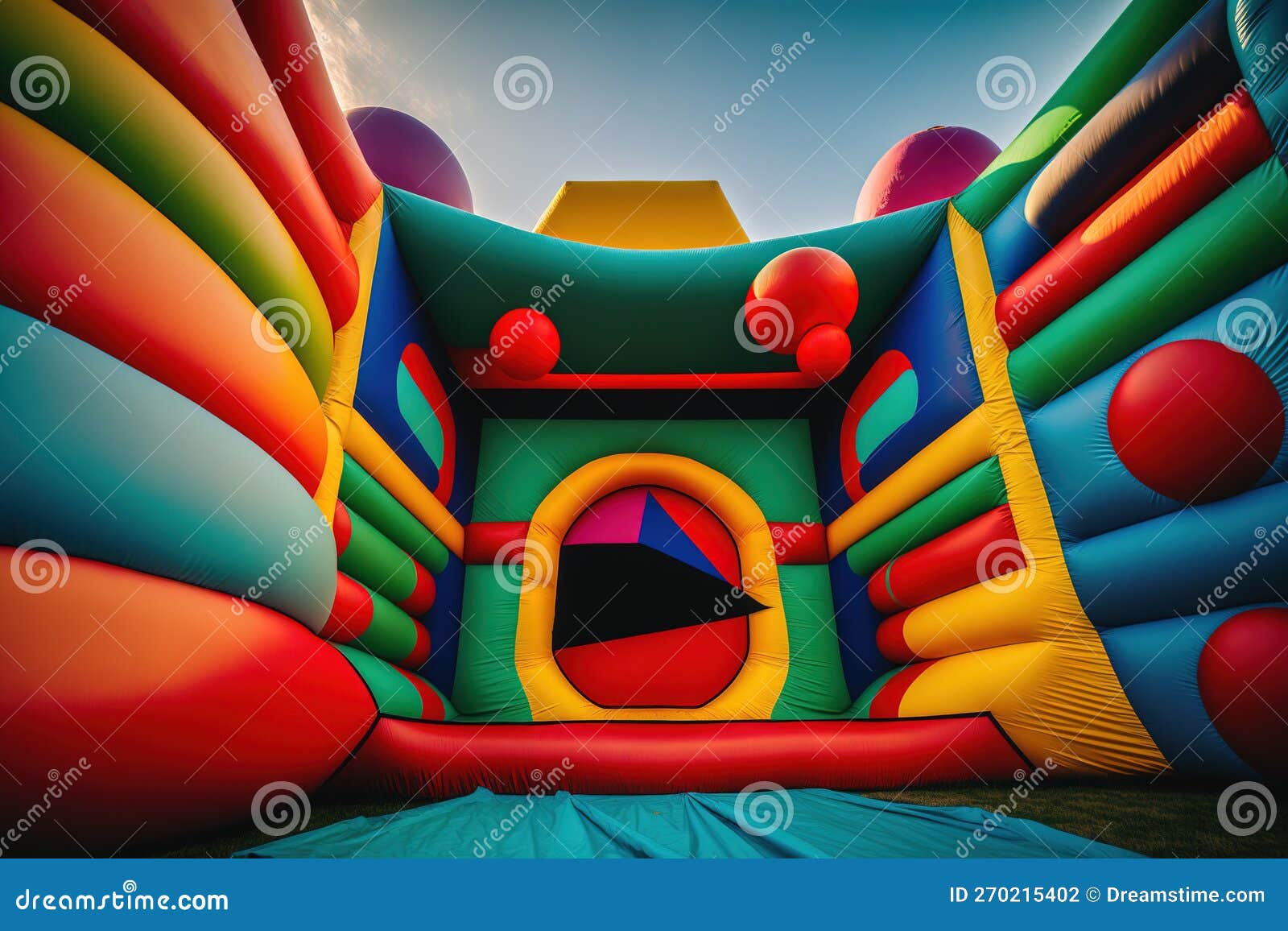 Colorful Bouncy Castles, without Anyone. Ai Generated Stock ...