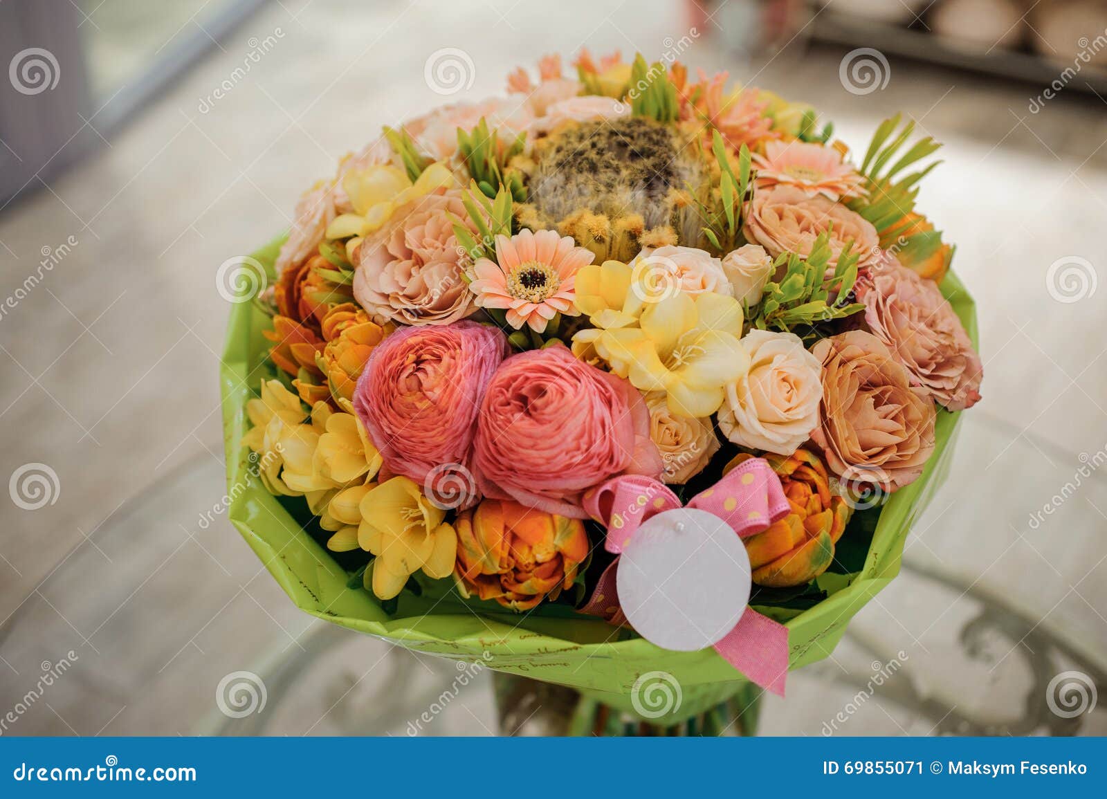 Colorful Bouquet with Roses. Flower Composition Stock Image - Image of ...