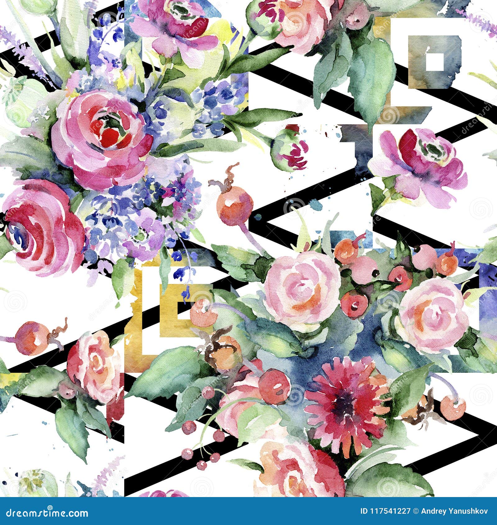 Colorful Bouquet Seamless Background Pattern Fabric Wallpaper Print