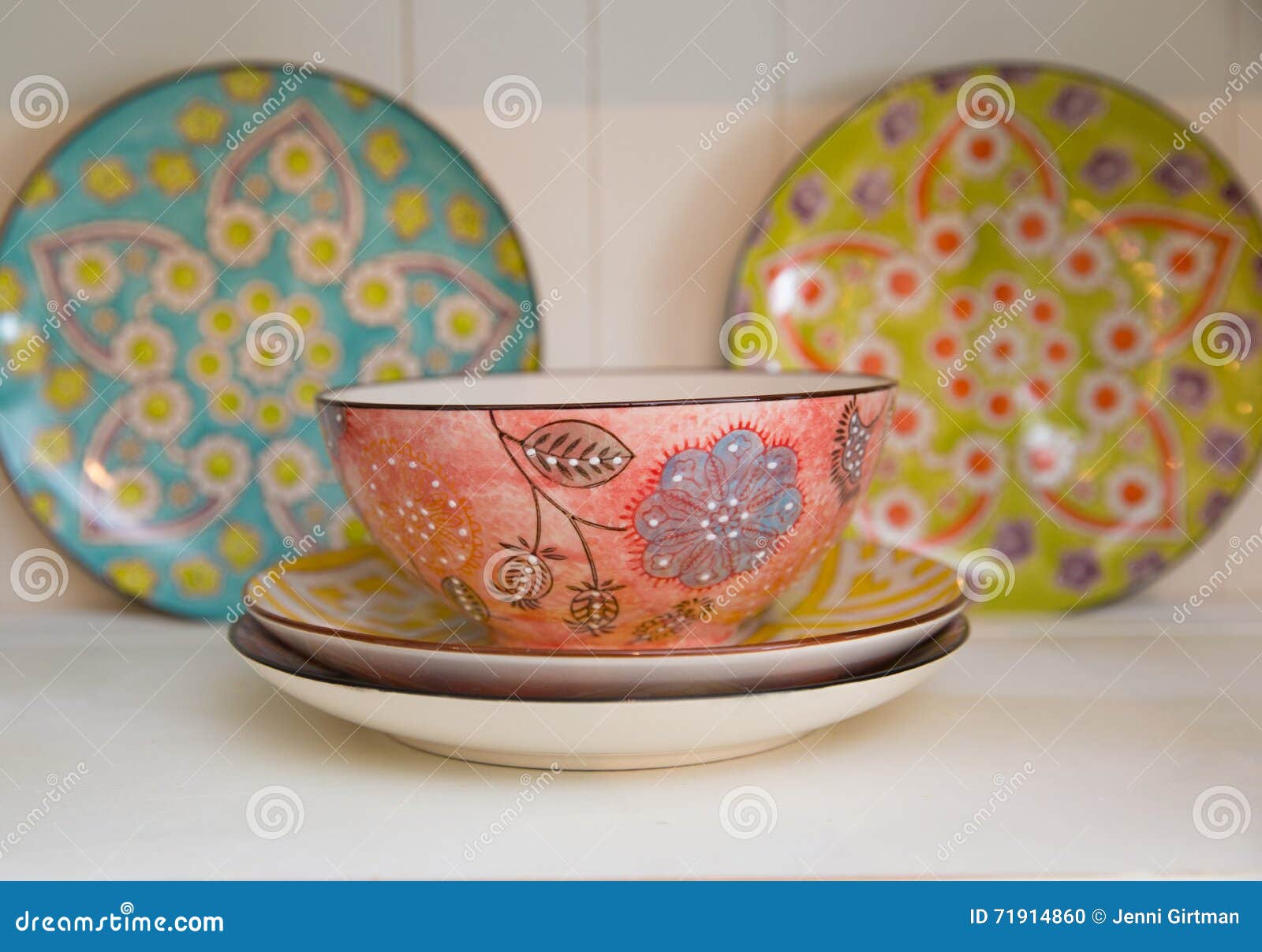 Colorful Bowl and Plates stock photo. Image of bowls - 71914860