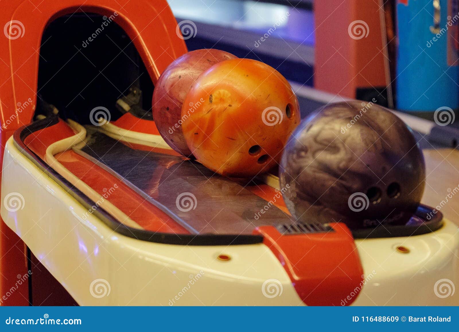 Colorful Bowling Balls on the Bowling Track. Fun Stock Image - Image of ...