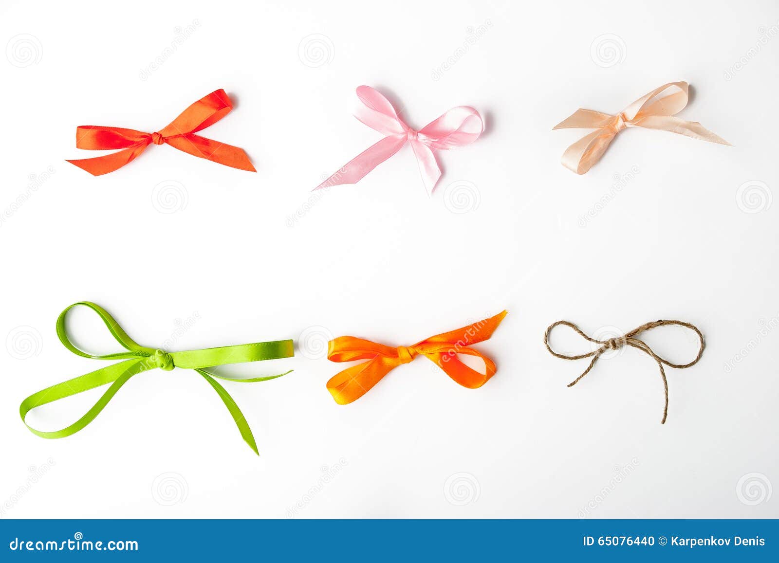Colorful Bows on the White Background Stock Photo - Image of fillet ...