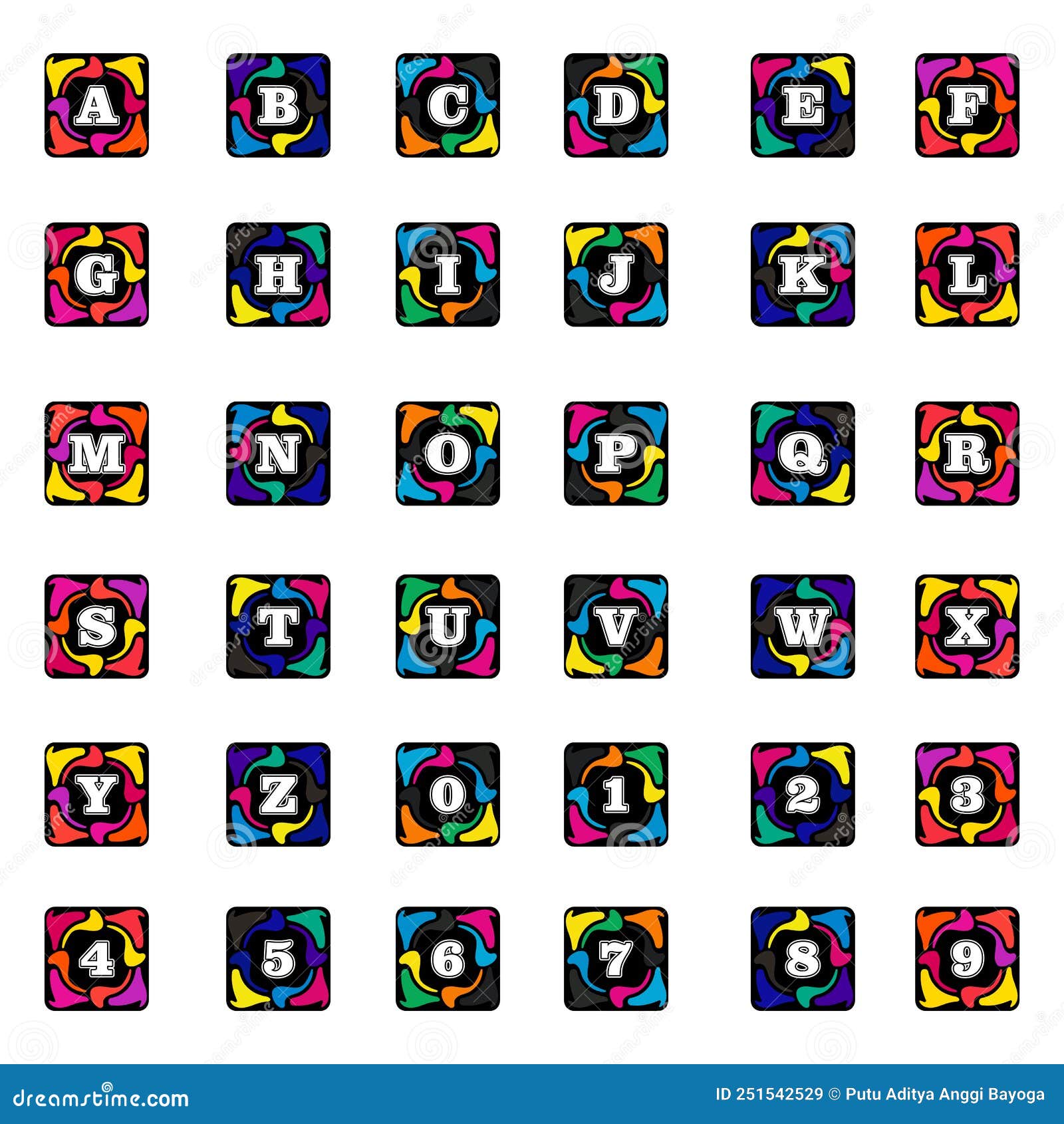 Colorful Box Font stock vector. Illustration of simple - 251542529