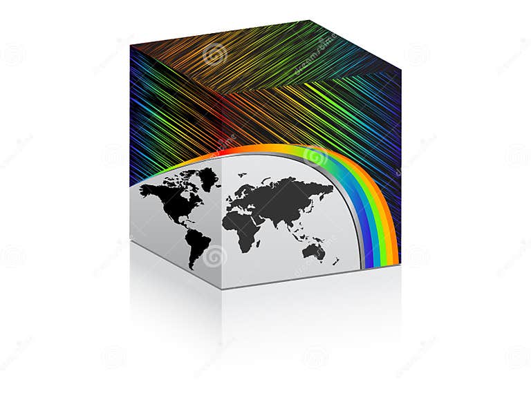 Colorful Box with World Map Stock Vector - Illustration of land ...