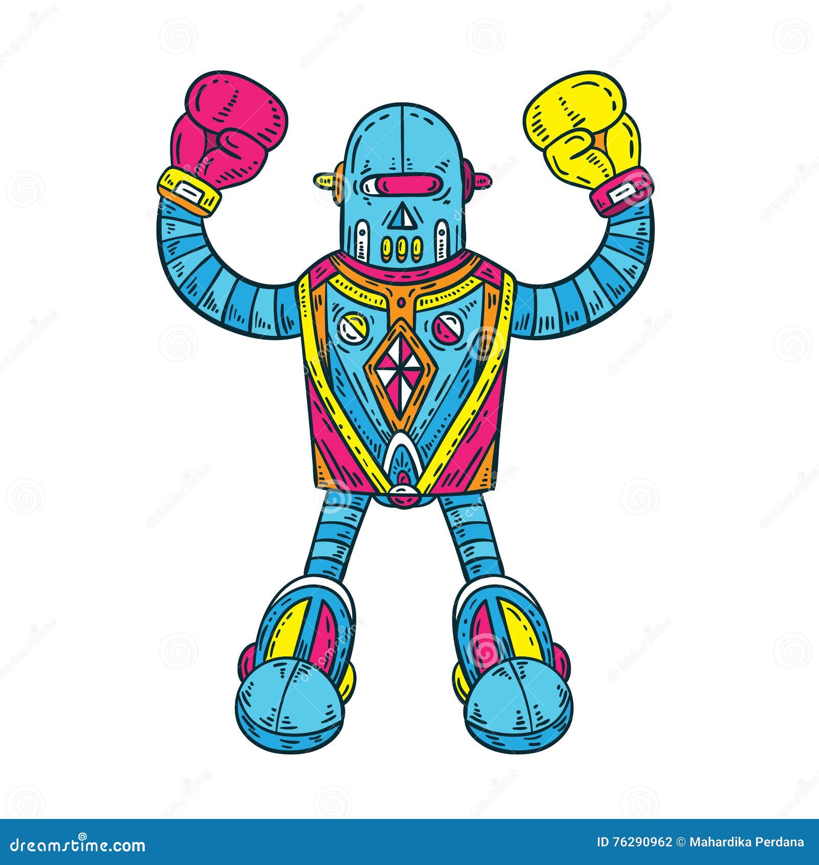 Colorful Boxer Robot stock vector. Illustration of android - 76290962