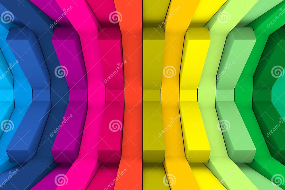 Colorful Boxes Bend Abstract Background 3D Stock Illustration ...