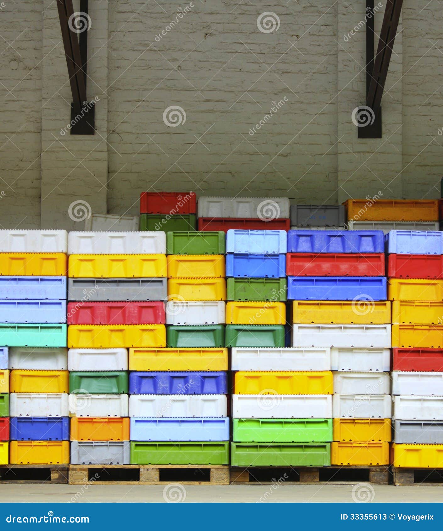 Colorful Boxes Plastic Crates Containers for Fish Stock Image - Image ...