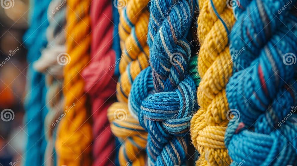 Colorful Braided Ropes in a Row Stock Image - Image of ropes, colorful ...