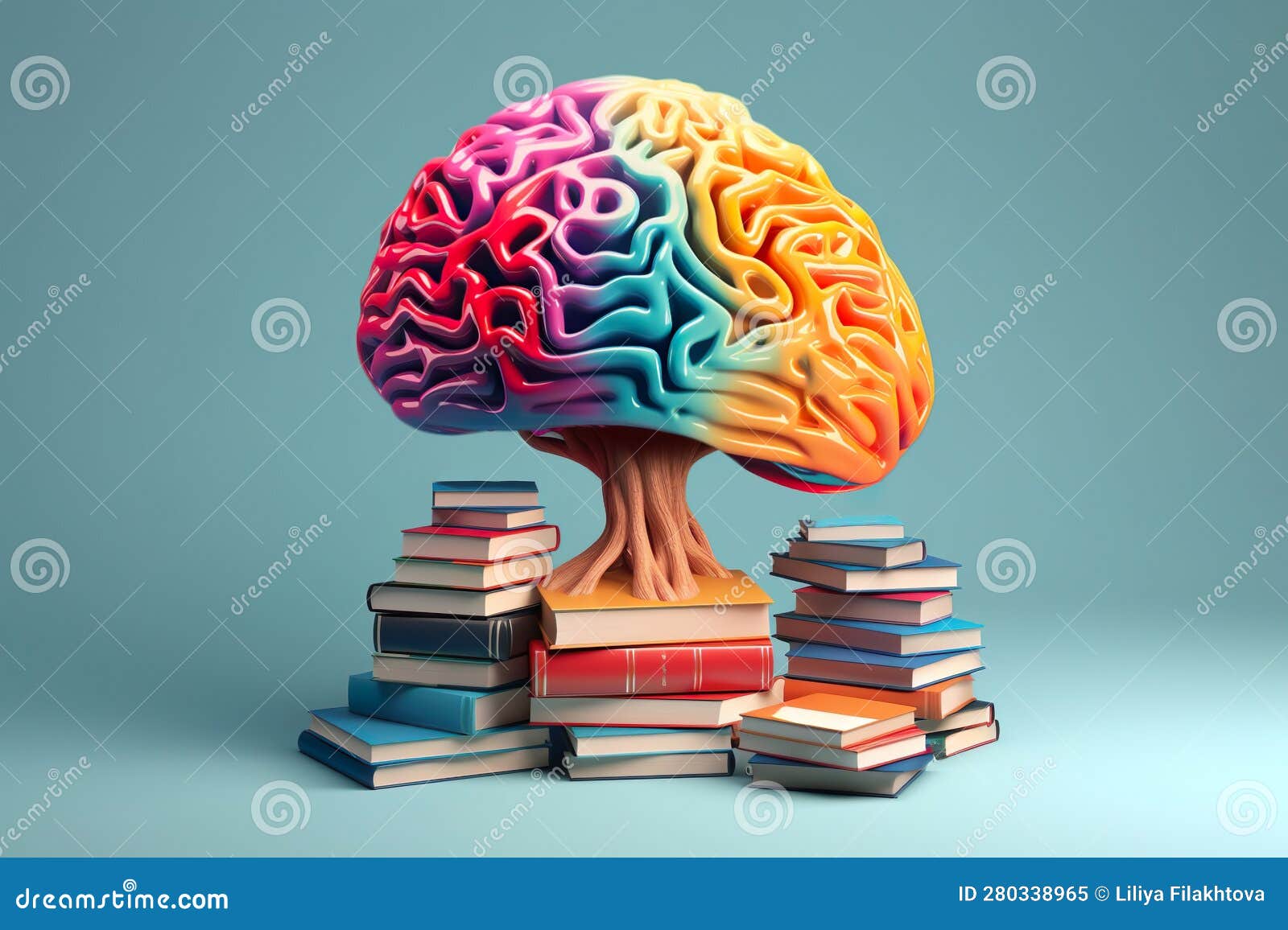 Colorful Brain Books, Tree Education. Metaphor for New Idea. Education ...