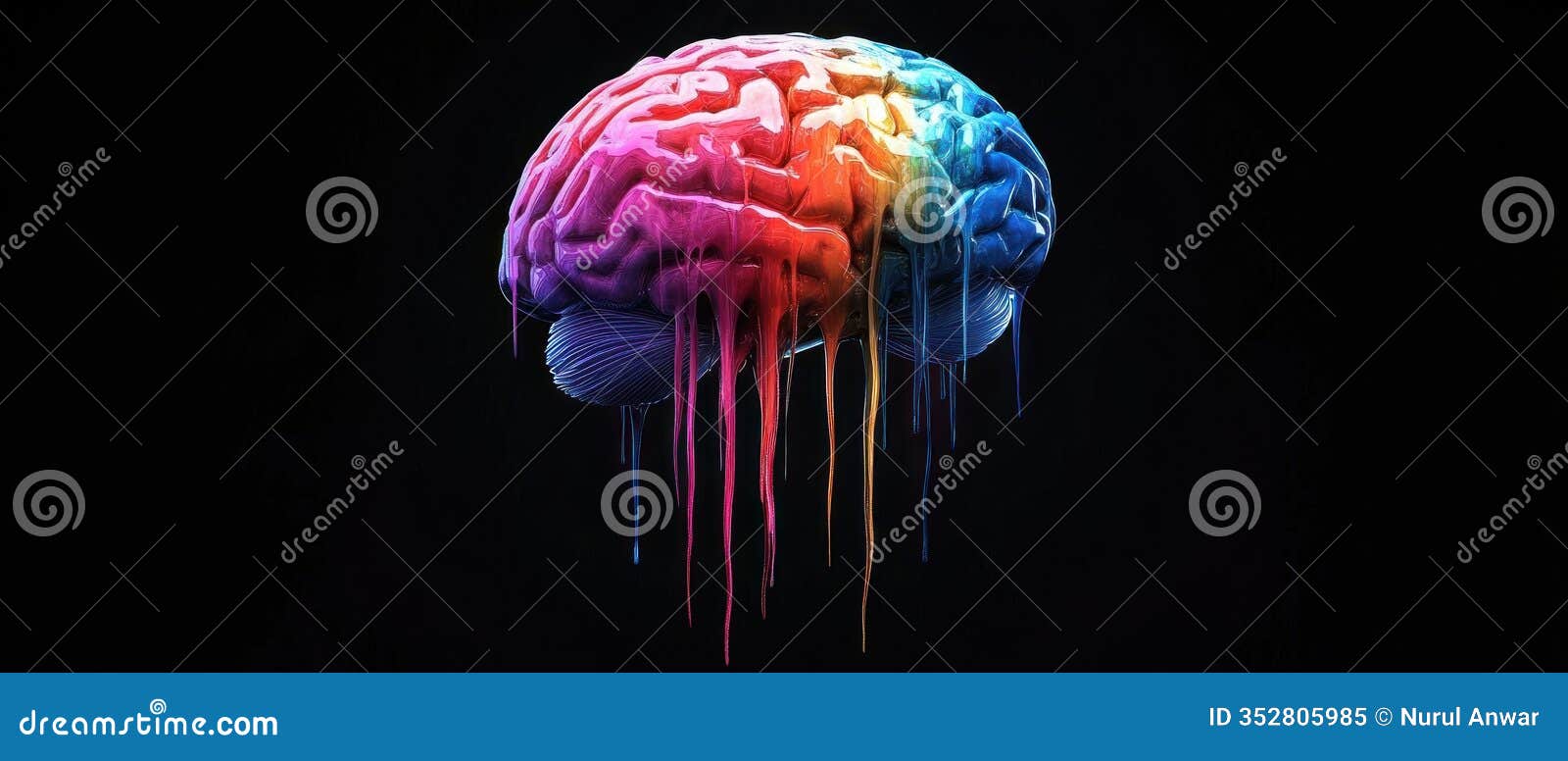 COLORFUL HUMAN BRAIN DRIPPING PAINT on BLACK BACKGROUND Stock Image ...