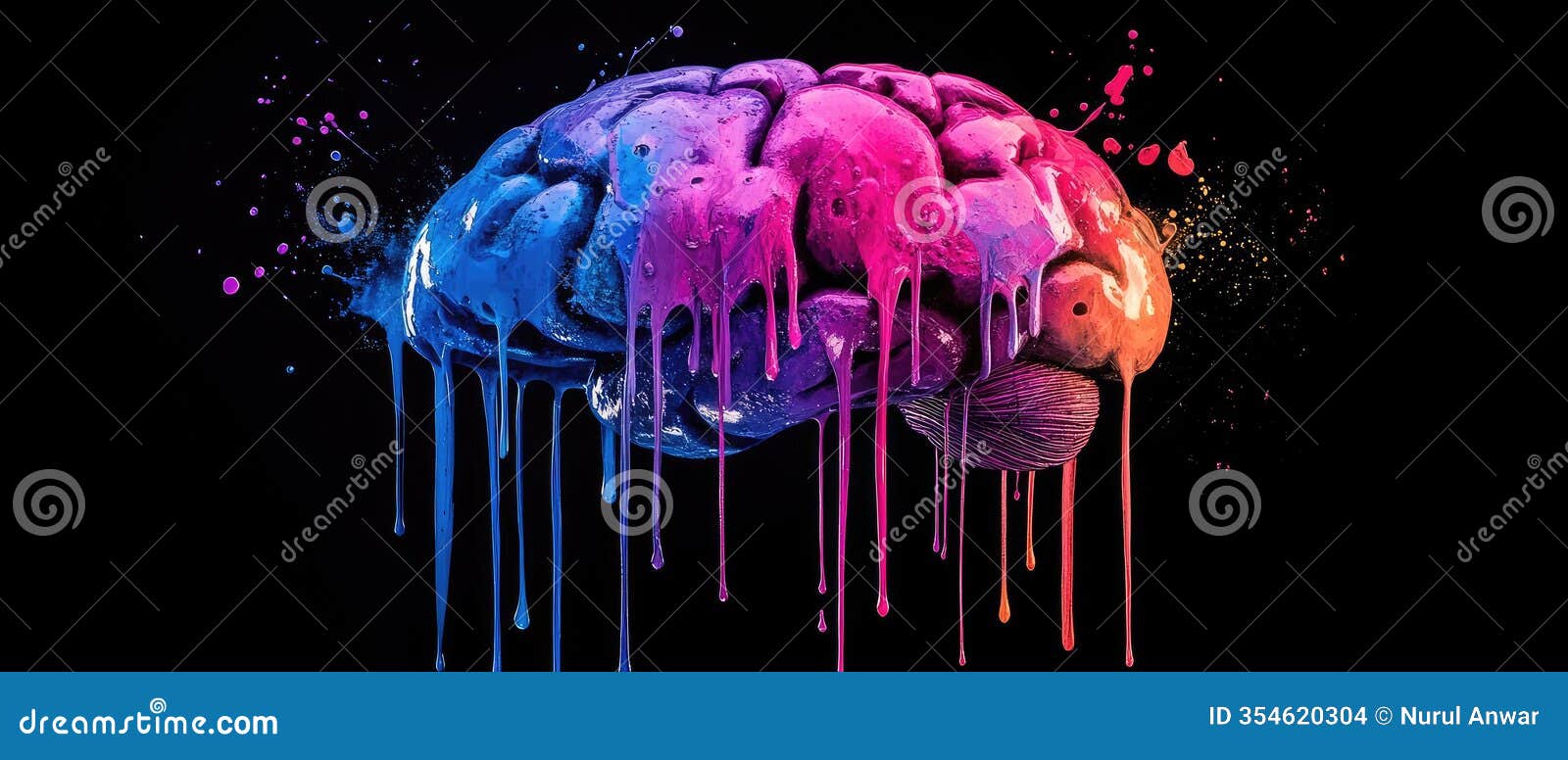 "BRAIN DESIGN with DRIPPING PAINT on BLACK" Stock Illustration ...