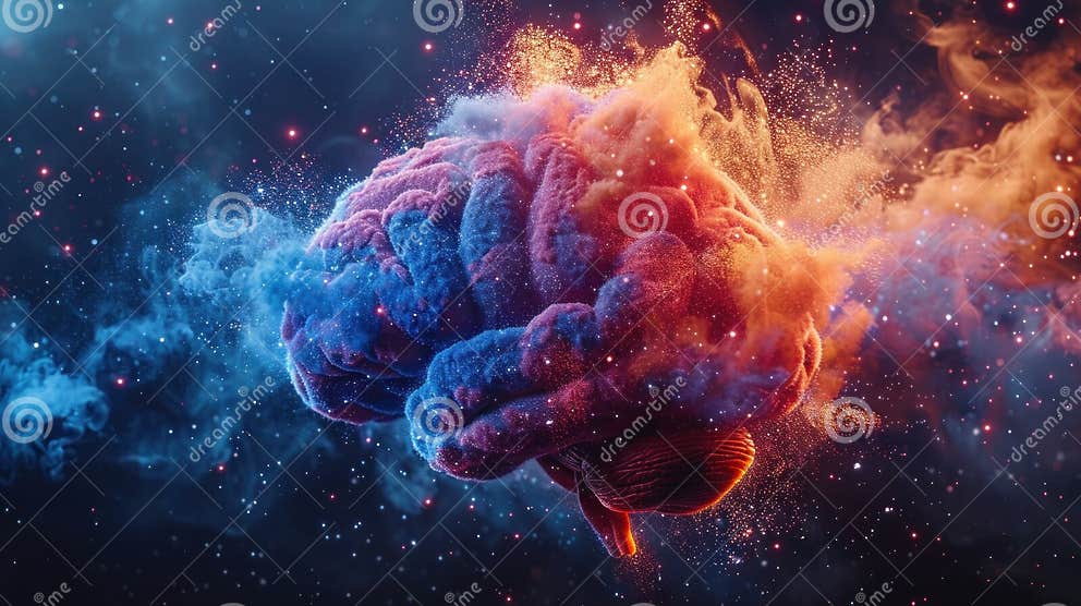 Colorful Brain Explosion on Dark Background for Creative Thinking and ...
