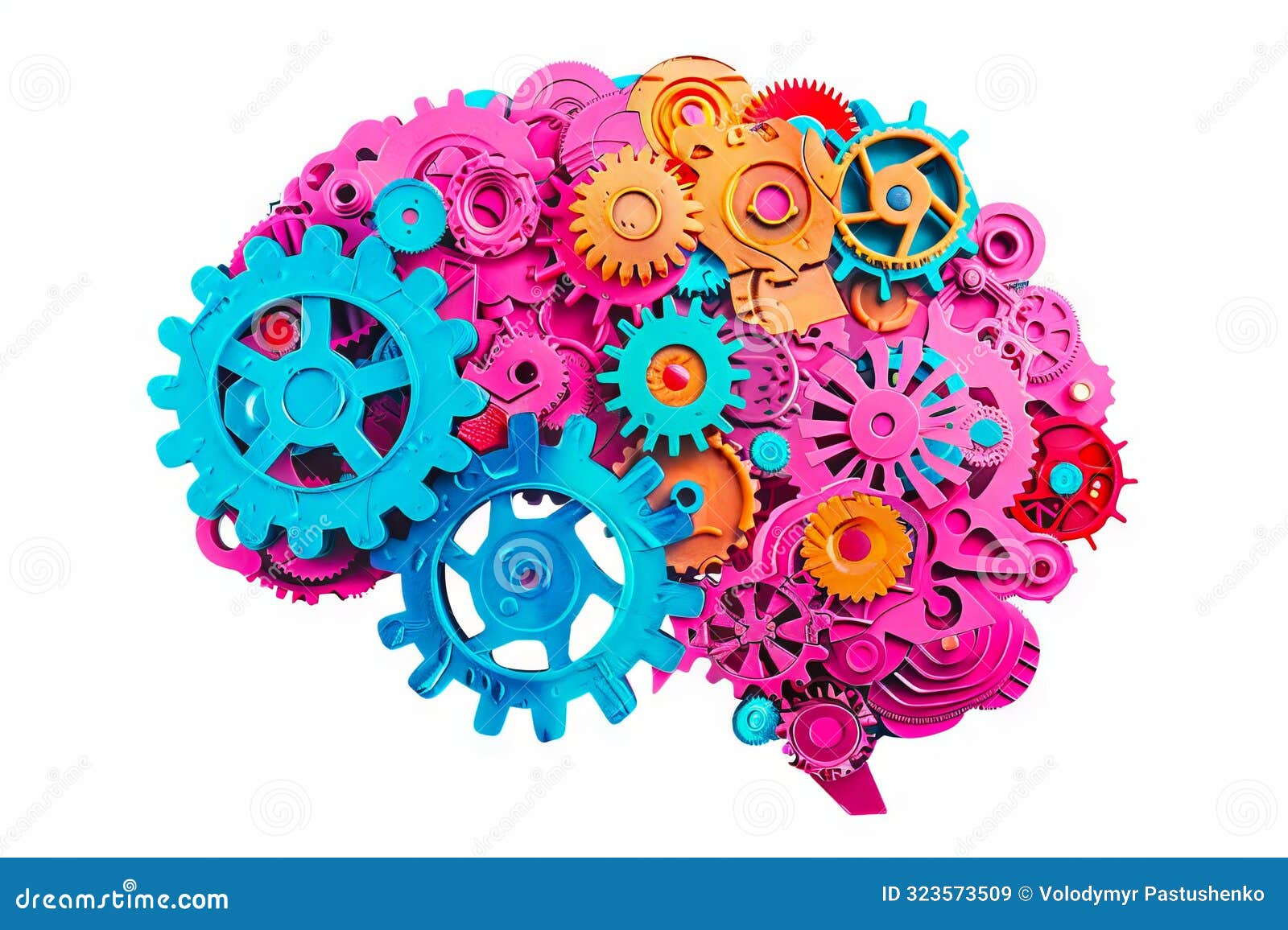 A Colorful Brain with Gears and Gears Stock Image - Image of colorful ...