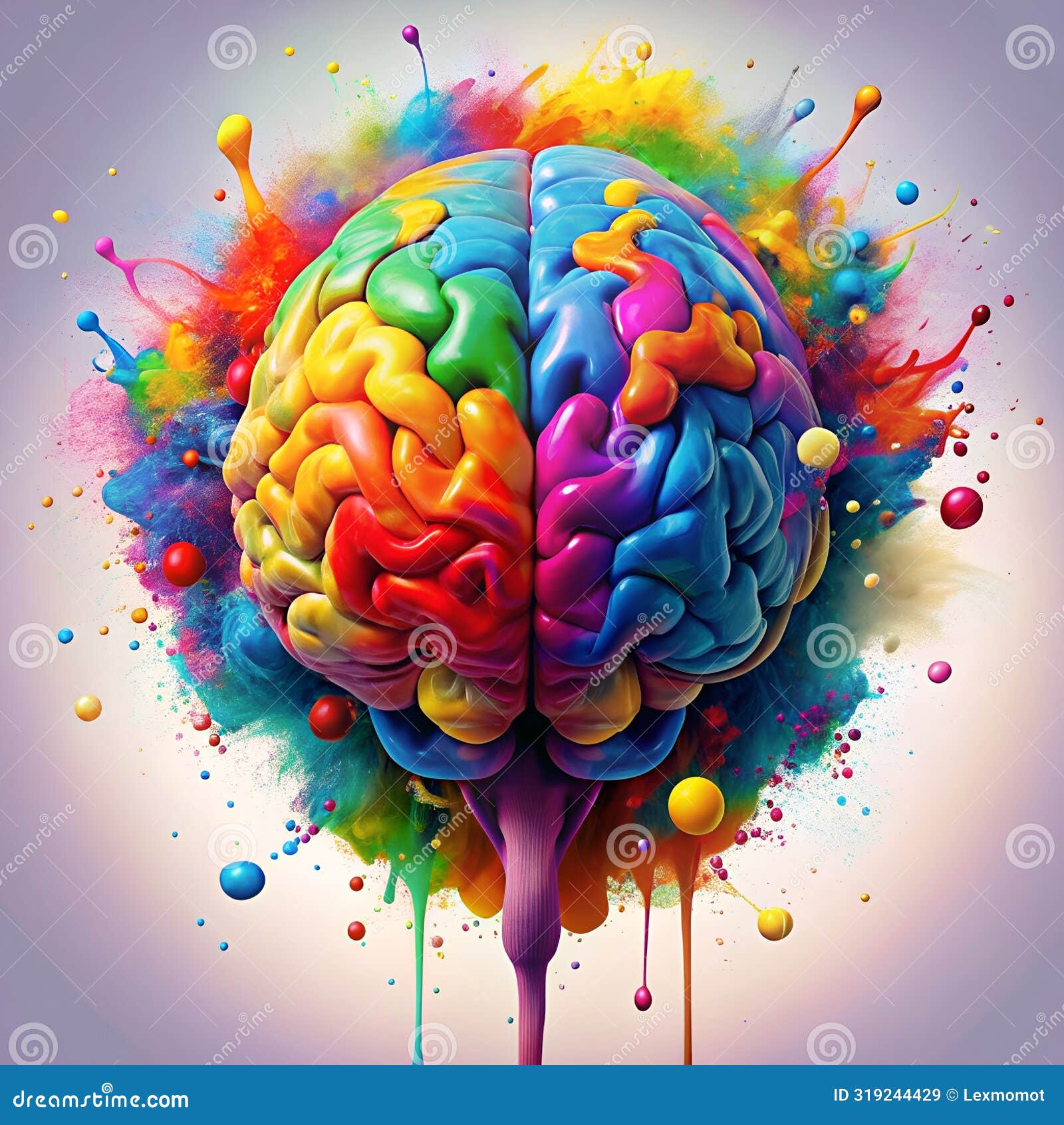 Colorful Brain Illustration with Vibrant Paint Splashes, Symbolizing ...