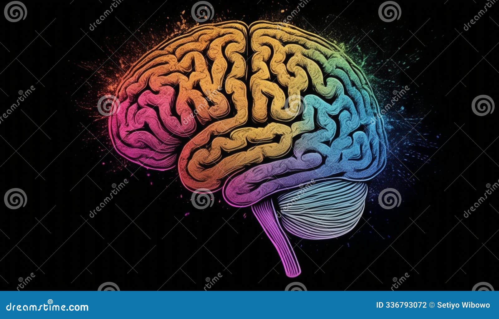 Colorful Brain Image on Black Background Stock Photo - Image of medical ...