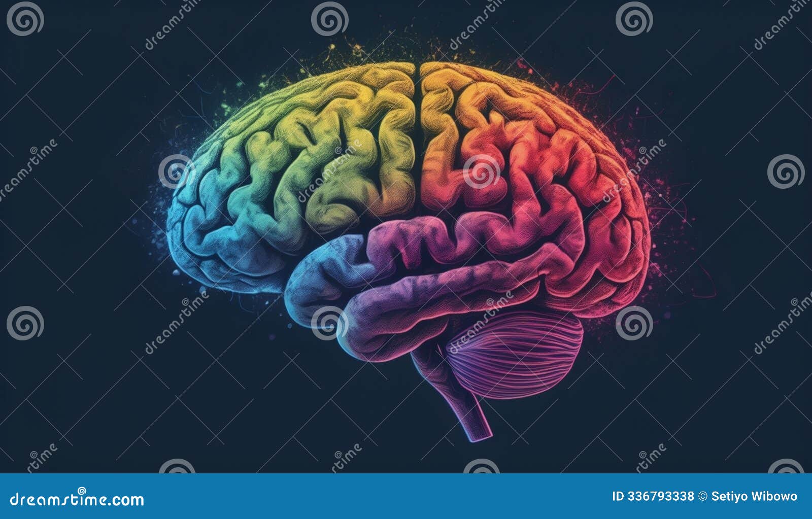 Colorful Brain Image on Black Background Stock Photo - Image of vector ...