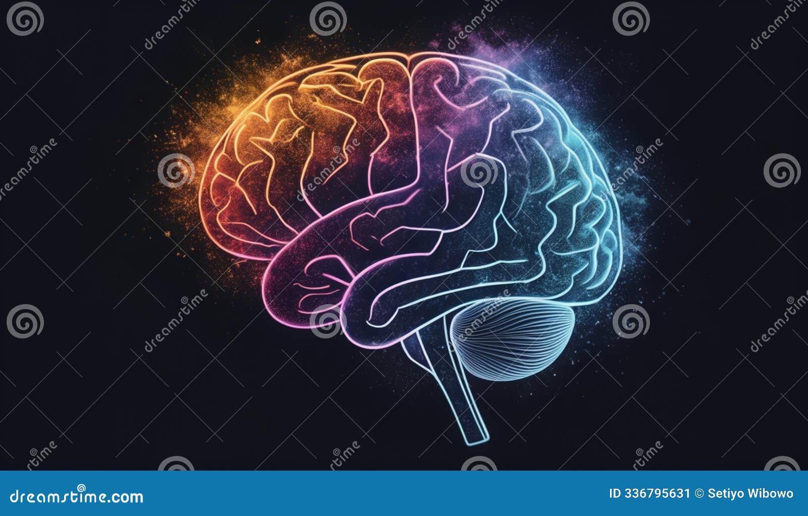 Colorful Brain Image on Black Background Stock Image - Image of ...