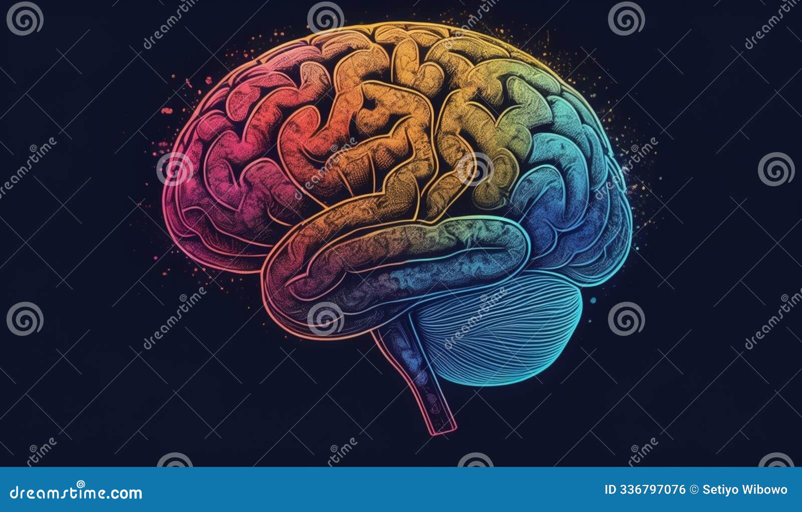 Colorful Brain Image on Black Background Stock Photo - Image of ...