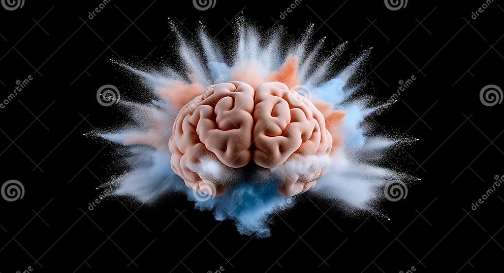 Colorful Brain Made of Powder is Exploding in Dramatic Display Against ...