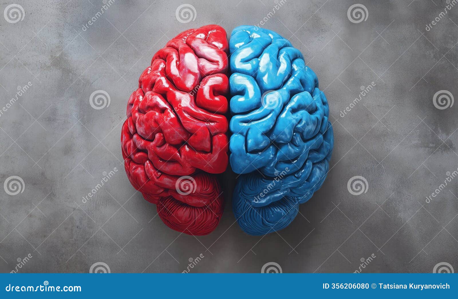 Colorful Brain Model Red Blue Split Representation of Human Brain ...