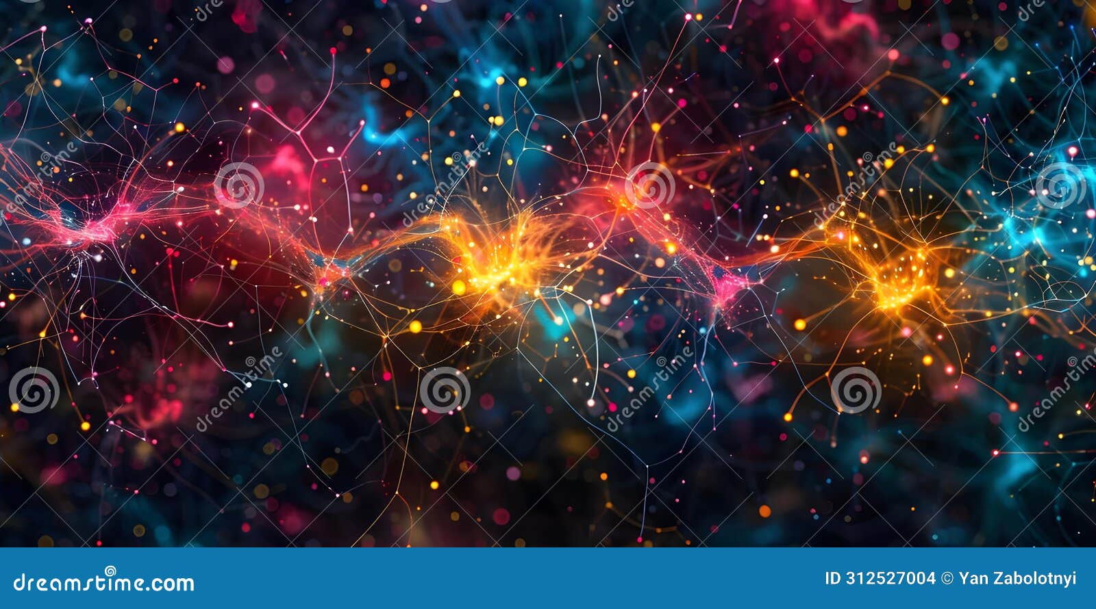 Colorful Brain Neurons Form A Vibrant Tapestry Of Synapses Representing ...