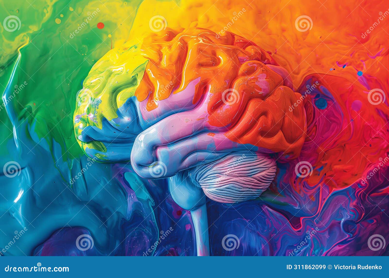 Colorful Brain Rainbow Representation Stock Image - Image of lgbt ...