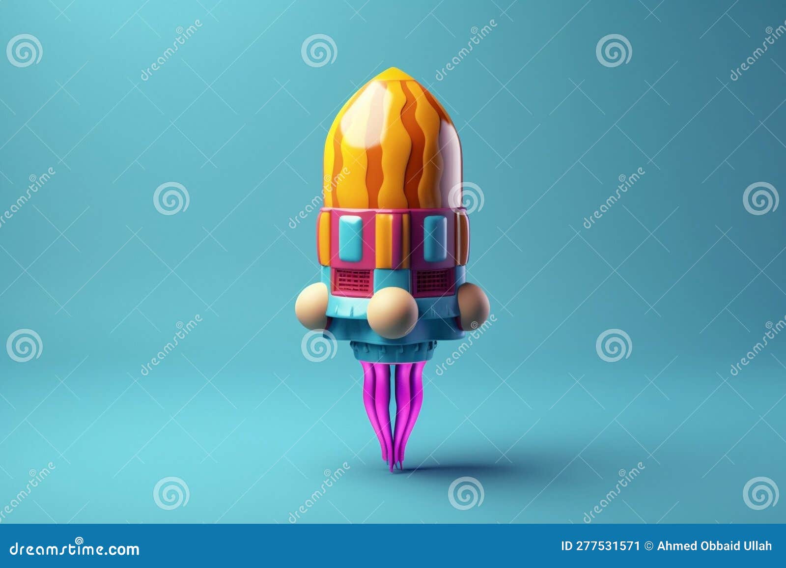 Colorful Brain Rocket on Blue Background (3D Render). Generative AI ...