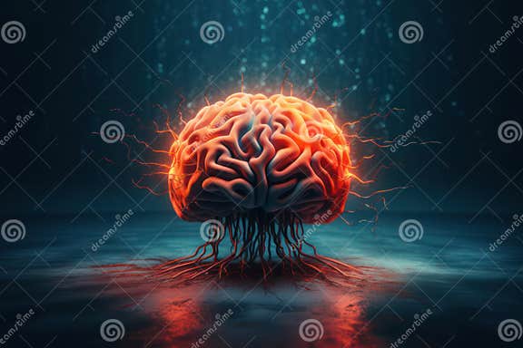 A Colorful Brain with Roots, Created by Generative AI Stock ...