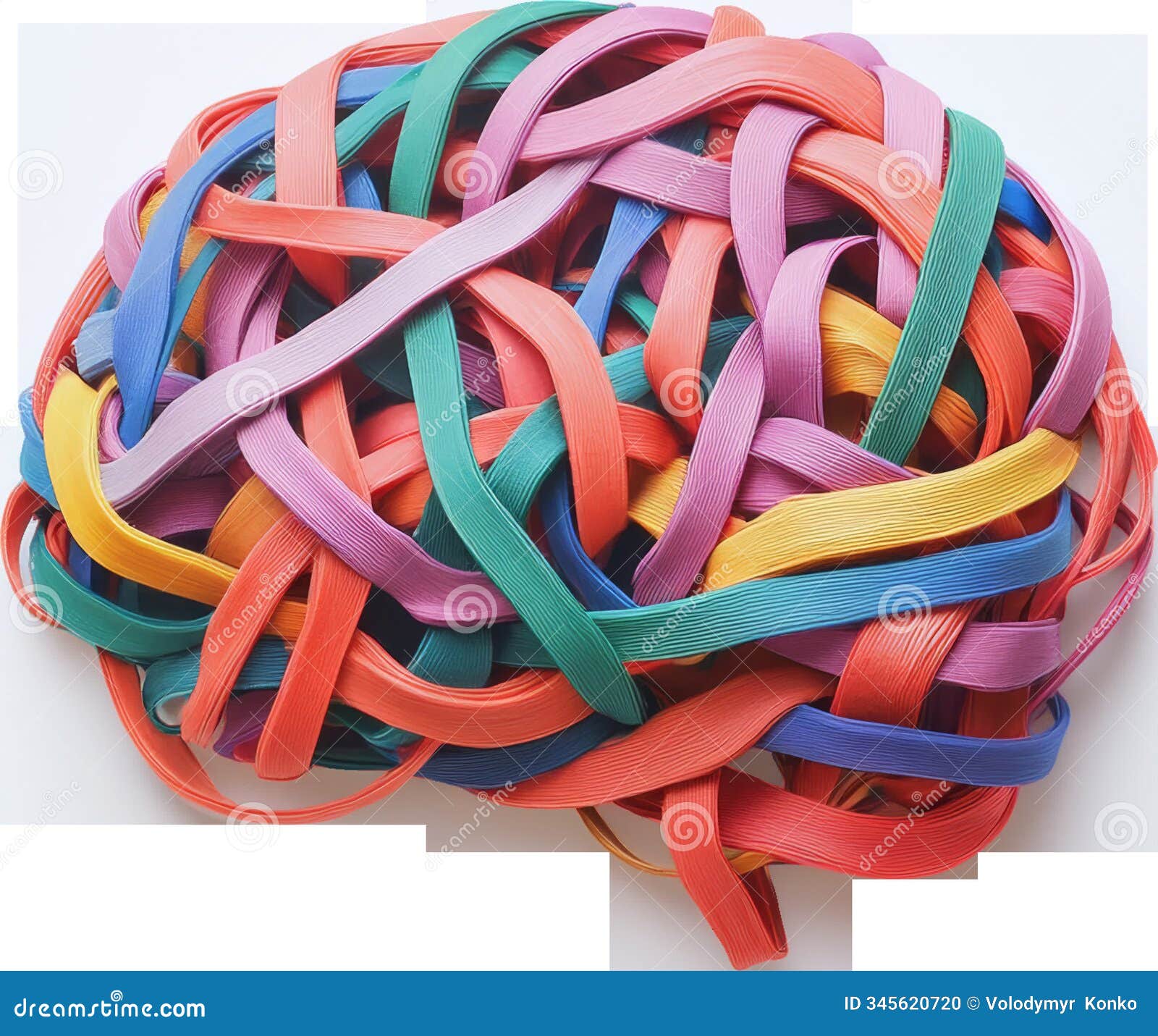 Colorful Brain Shape Made of Twist Ties on Transparent Background Stock ...