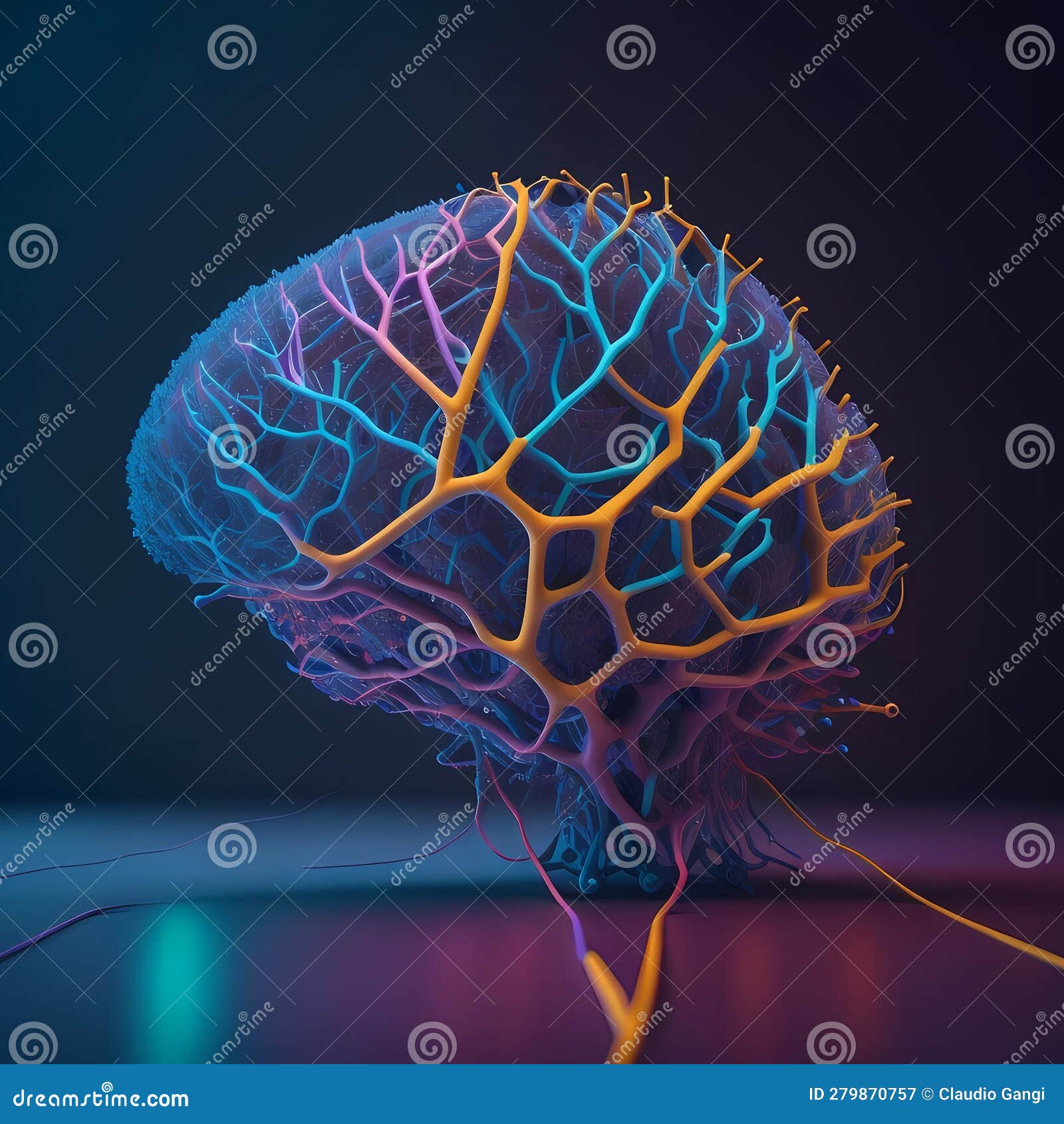 Colorful Brain with Wire and Cable Stock Illustration - Illustration of ...