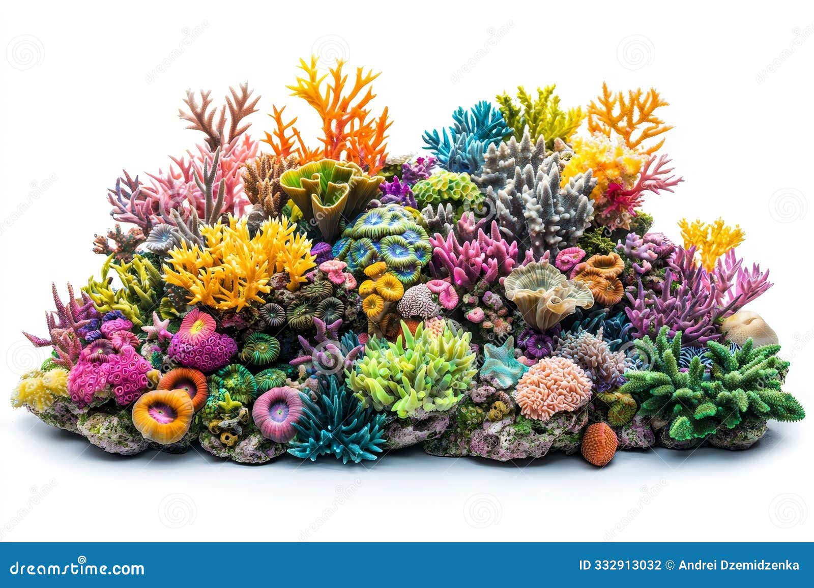 Colorful Branches on a Sea Stone Under an Underwater Coral Reef. Stock ...