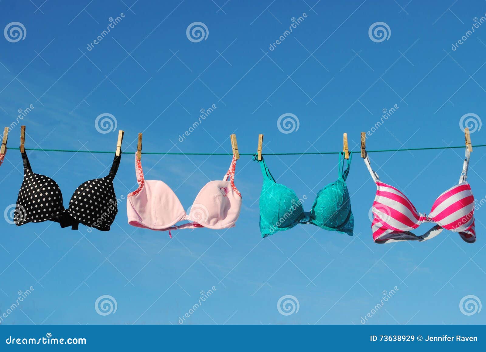 Colorful Bras on Clothesline Stock Image - Image of lingerie, underwear ...
