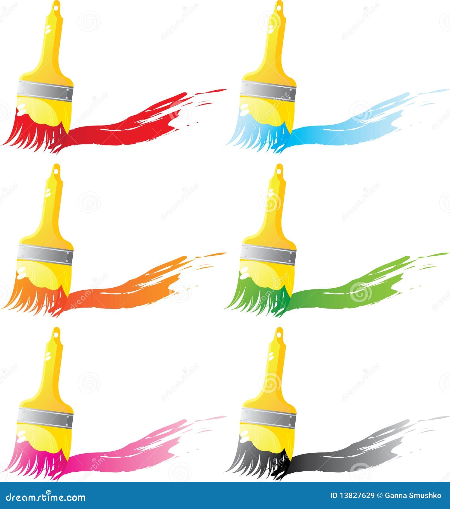 Colorful brashes set stock vector. Illustration of blue - 13827629