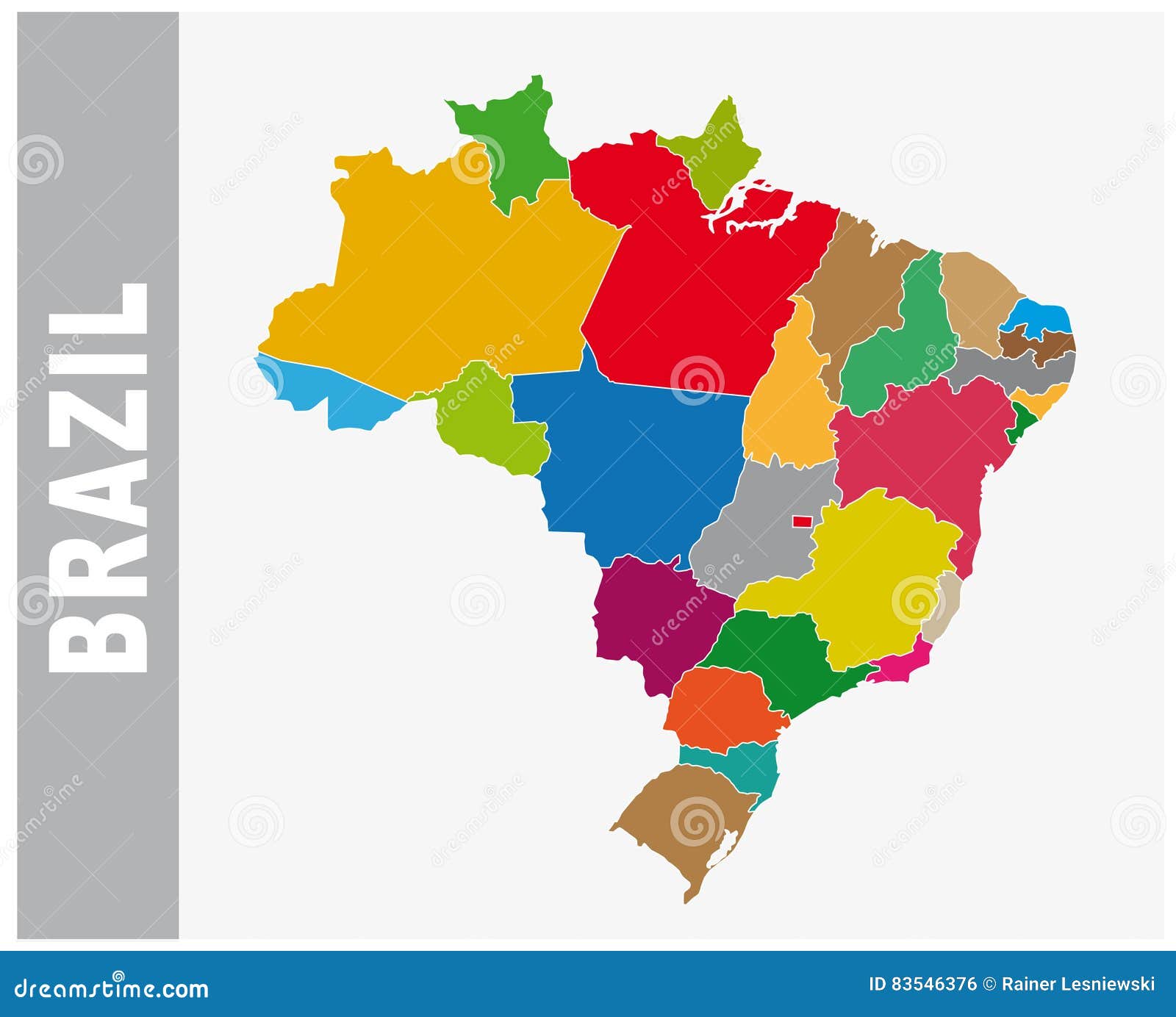 Colorful Brazil Administrative and Political Map Stock Illustration ...