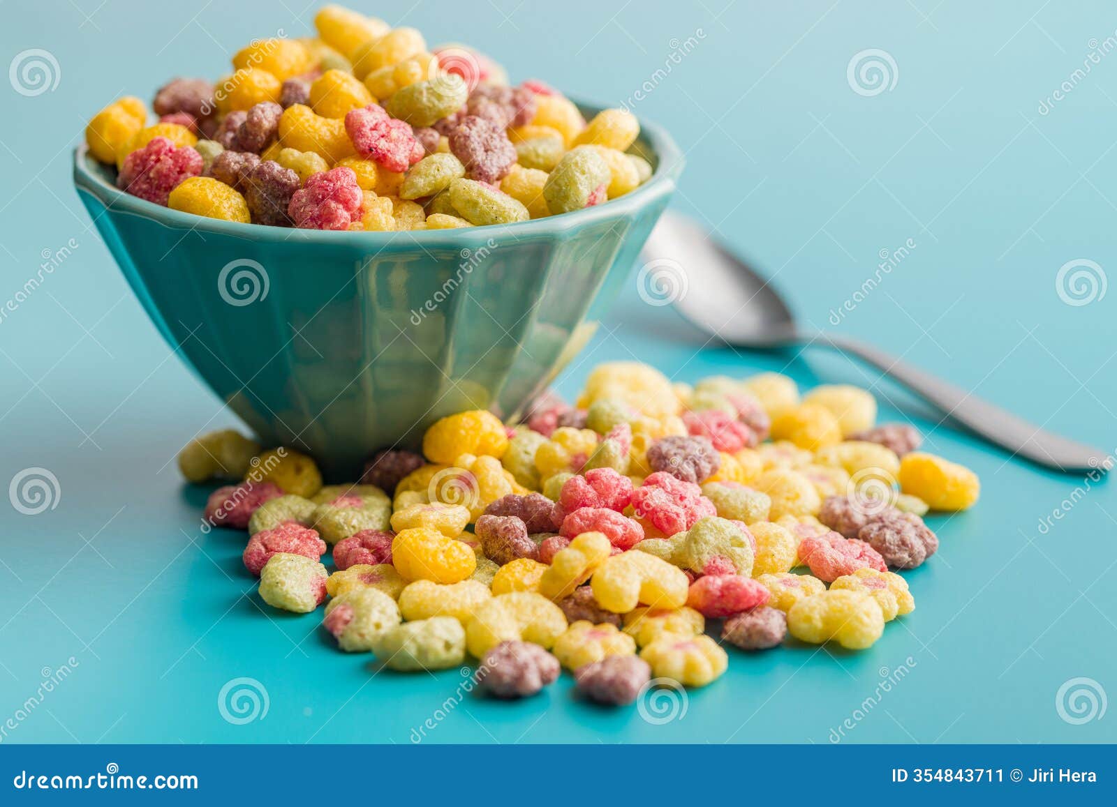 Colorful Breakfast Cereals in the Shape of Various Fruit in Bowl on ...