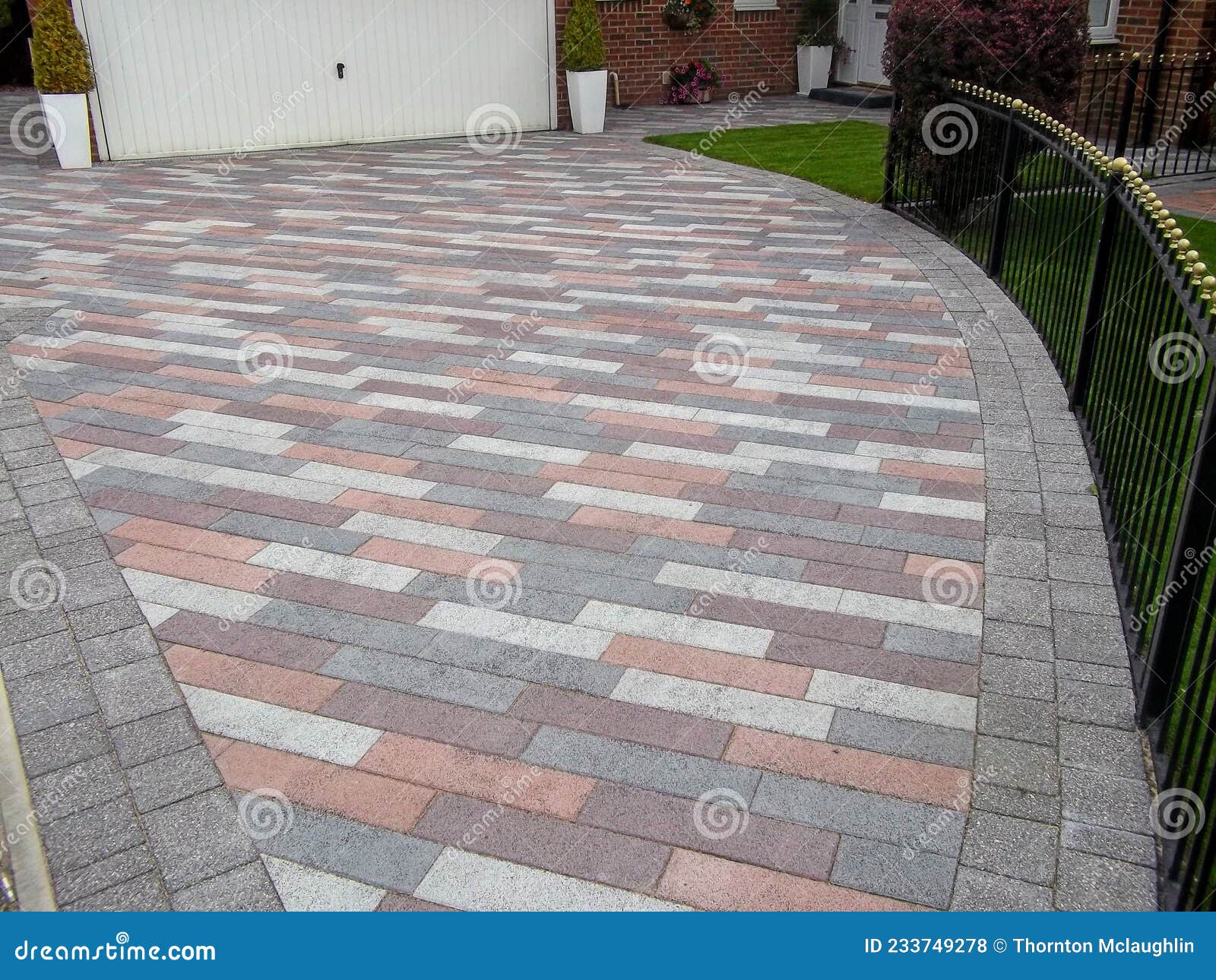 Colorful brick driveway stock photo. Image of drive - 233749278